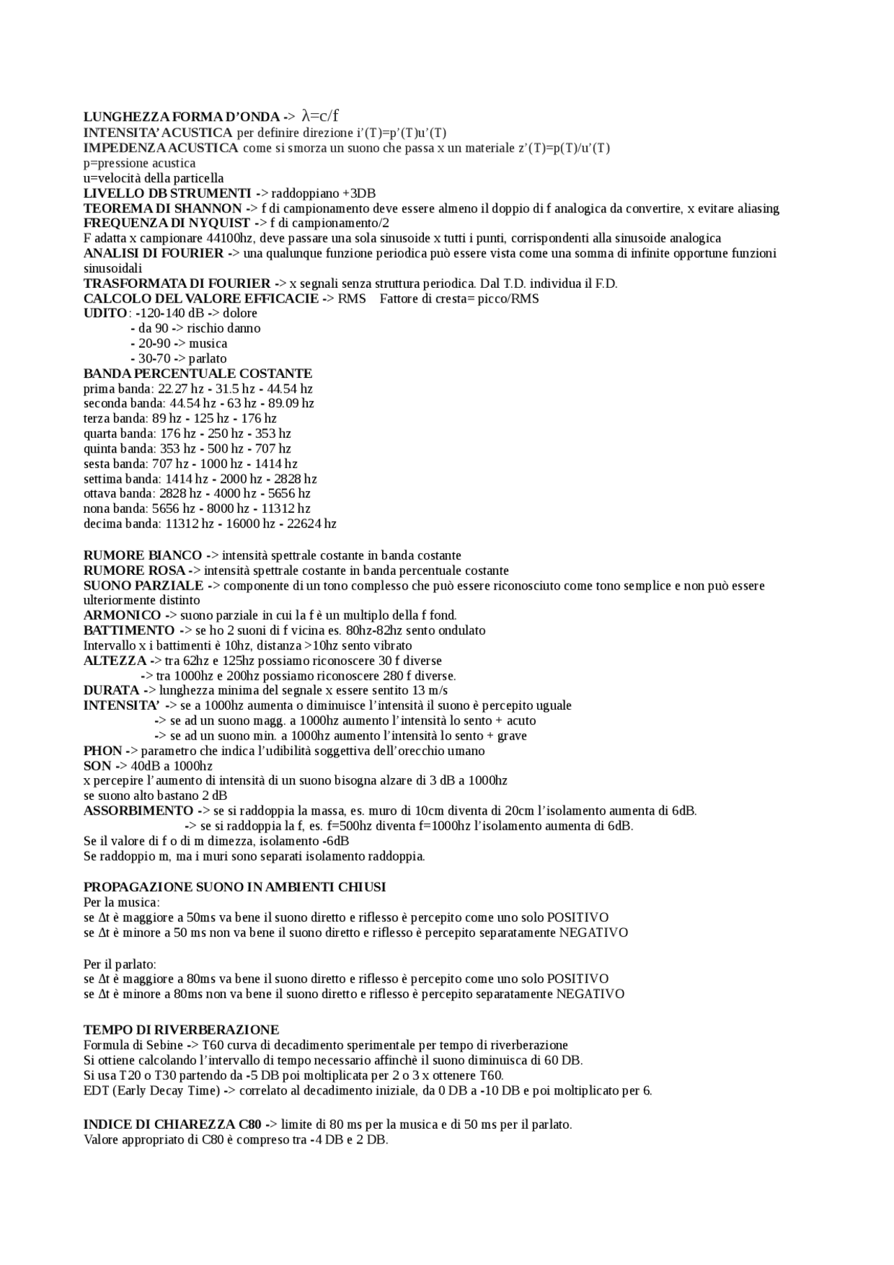 Sintesi Acustica Musicale Docsity