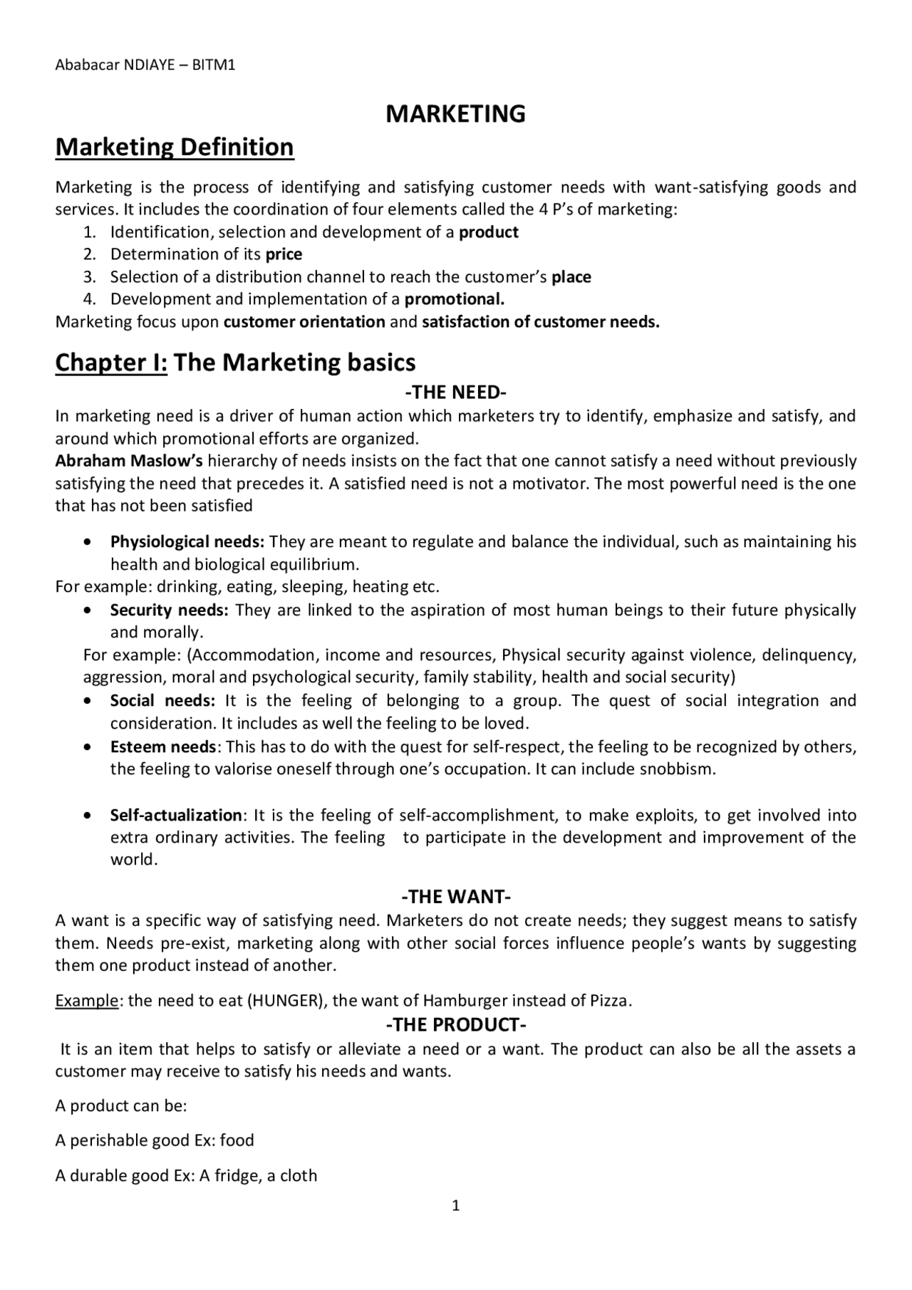 Introduction To Marketing Lecture Notes Lecture Notes Marketing