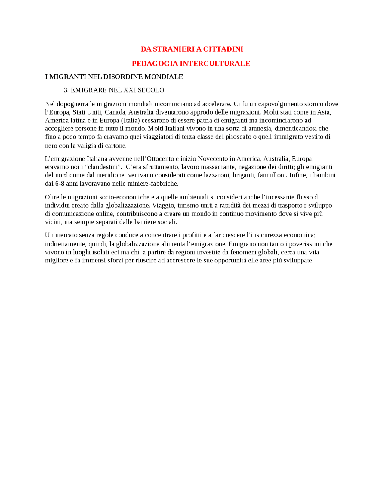Da Stranieri A Cittadini Docsity