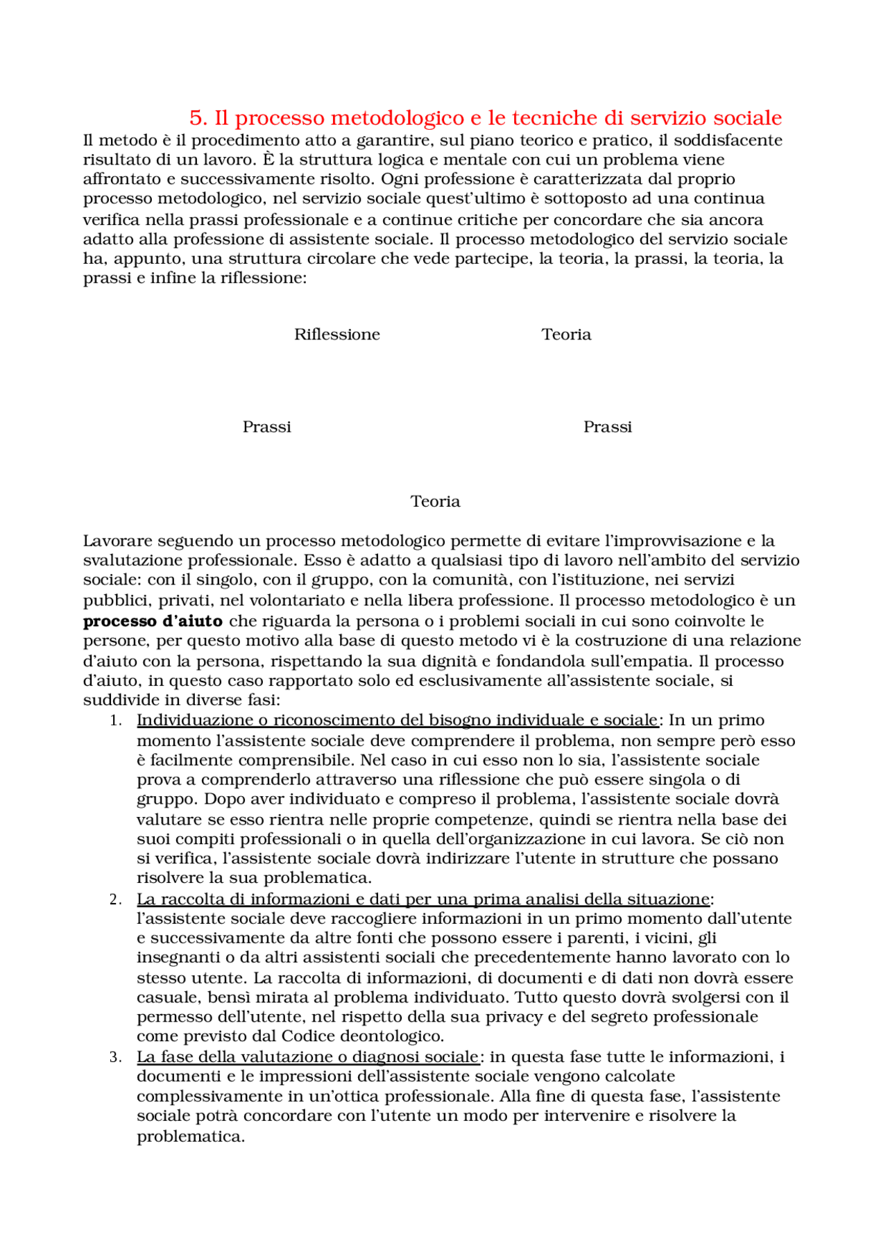 Servizio Sociale Il Processo Metodologico Docsity
