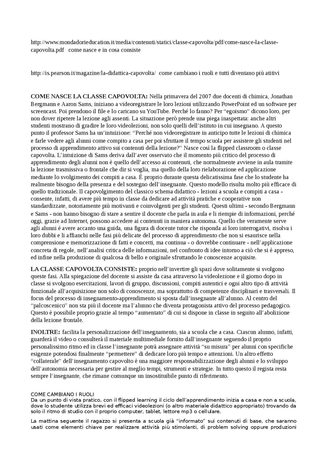 Spiegazione La Classe Capovolta Docsity