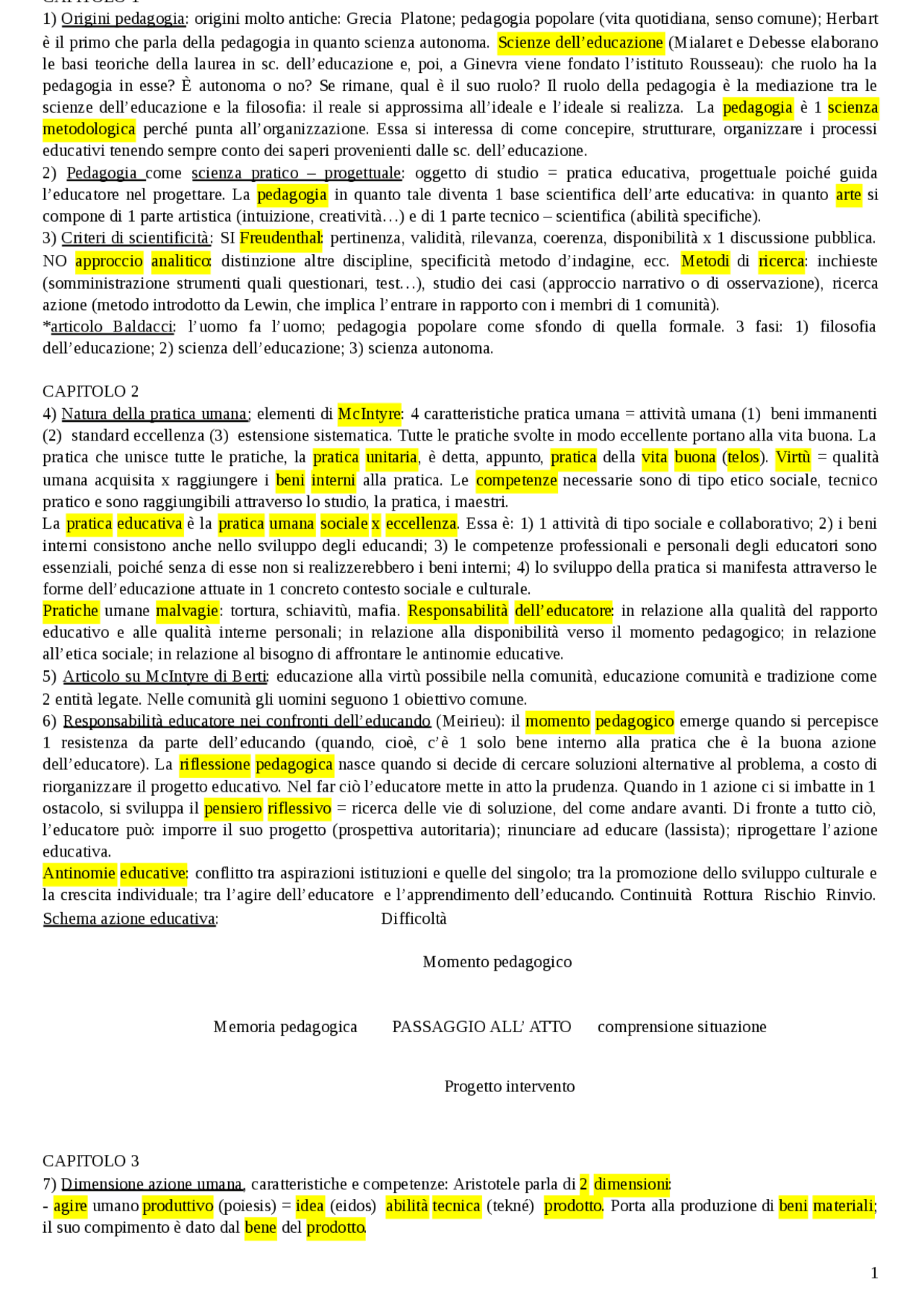 Schemi Riassuntivi Di Pedagogia Docsity