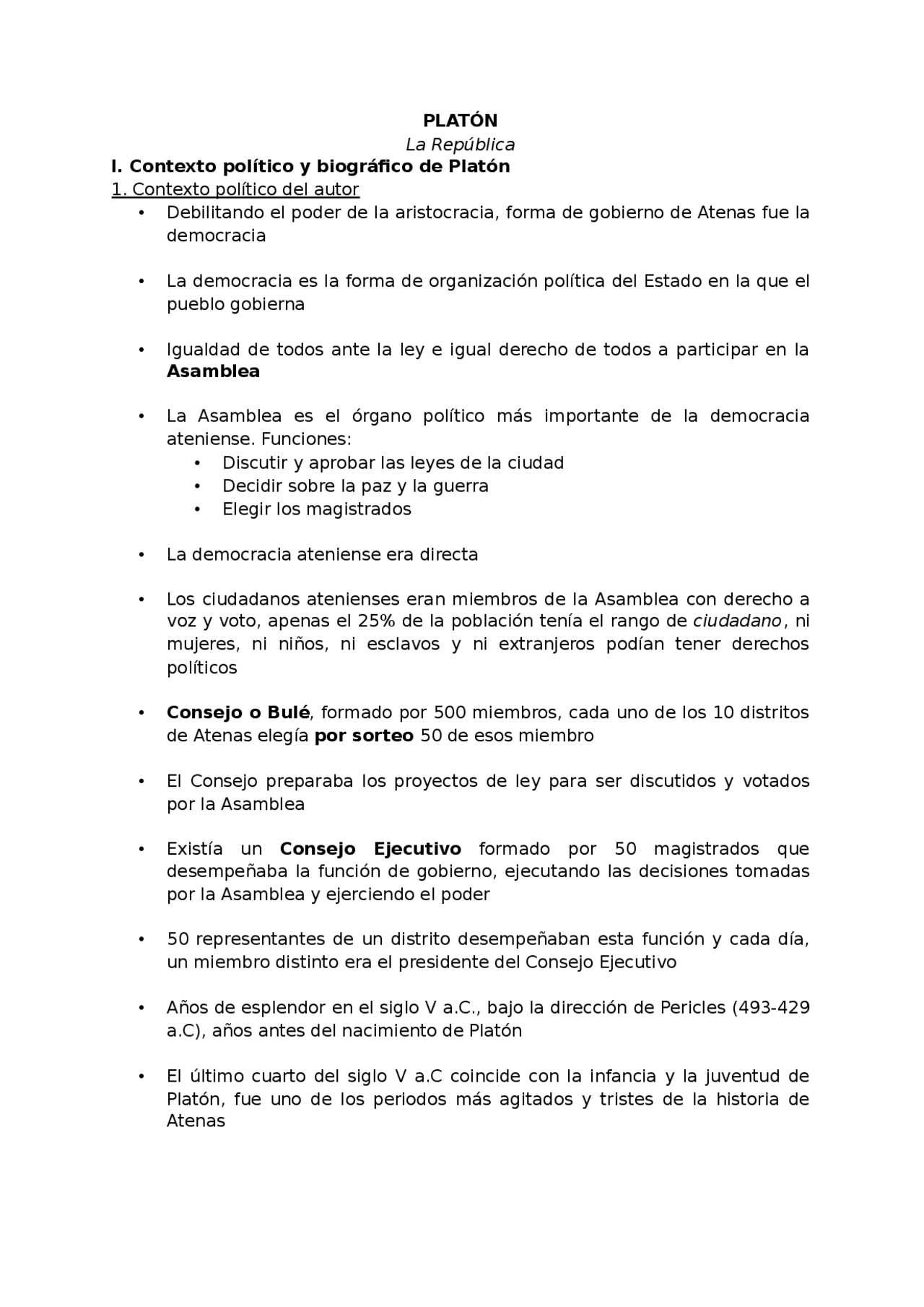 Apuntes De Platón Bachillerato Docsity