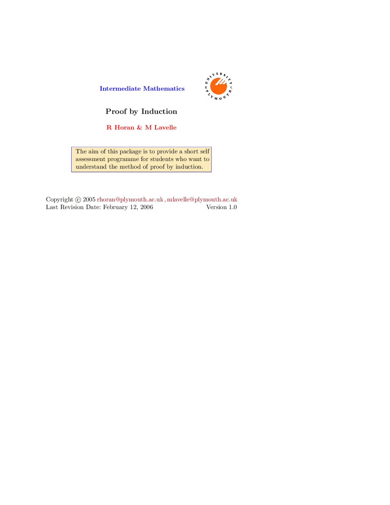 Principle of Induction: Proofs and Examples | Exercises Calculus | Docsity