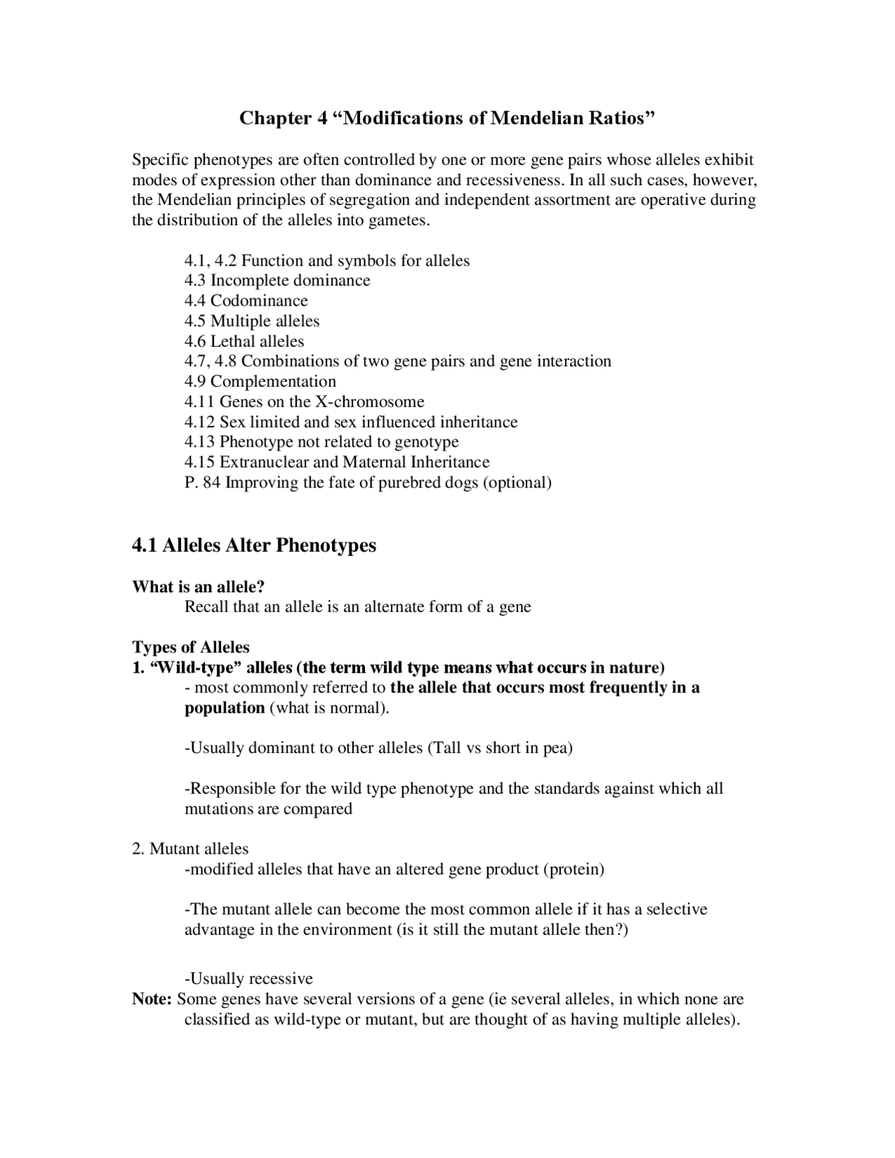 Outline For Modifications Of Mendelian Ratios Socr 330 Docsity