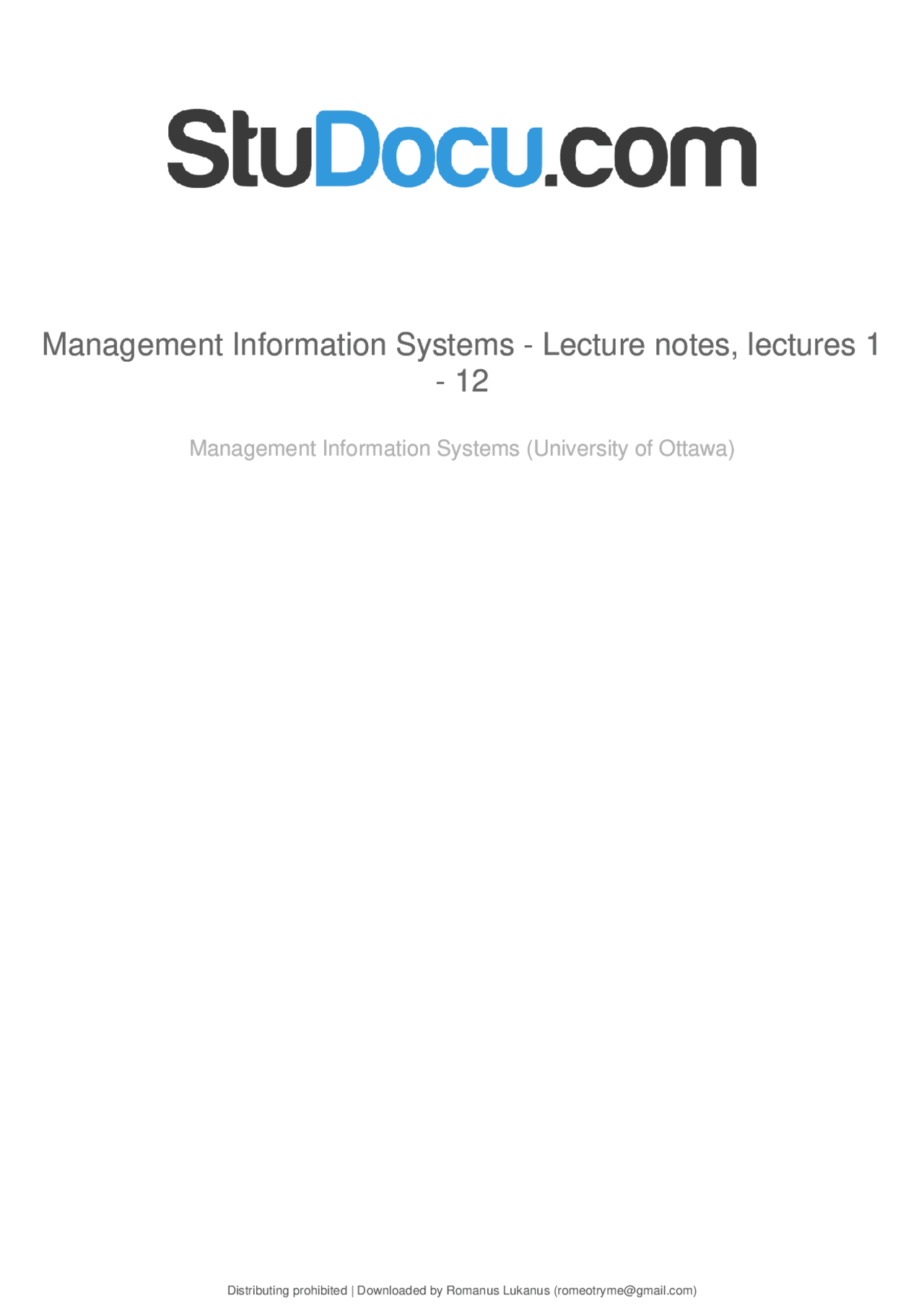 Management Lecture Notes Docsity