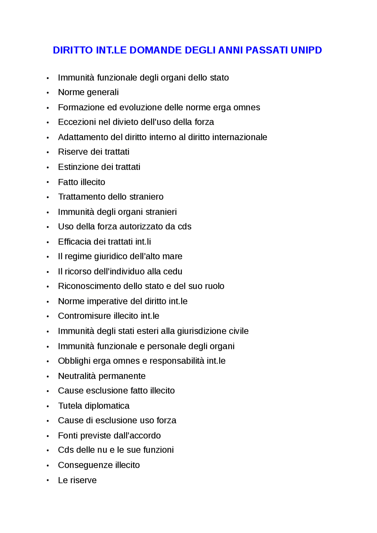 Domande Diritto Intle Pietrobon Unipd Docsity
