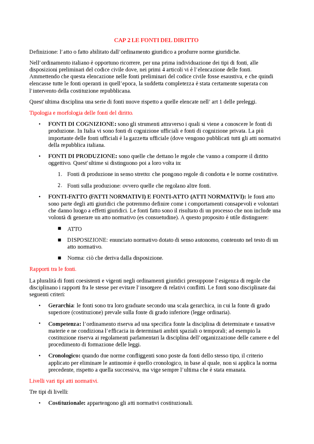 Le Fonti Del Diritto Docsity
