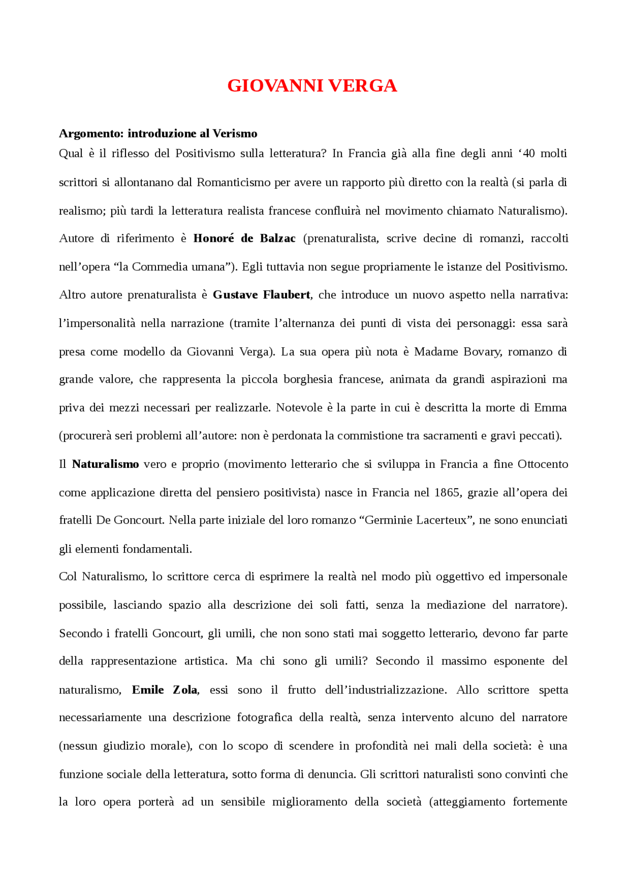 Giovanni Verga Appunti Docsity
