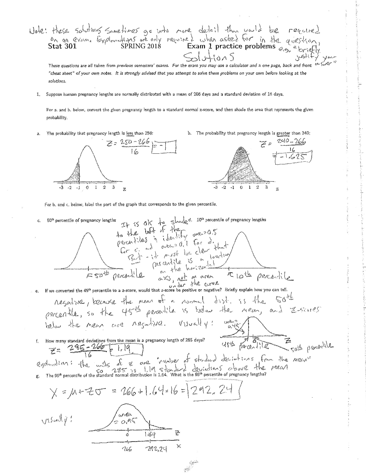Exam 1 With Solutions Introduction To Statistical Methods Stat 301 Docsity