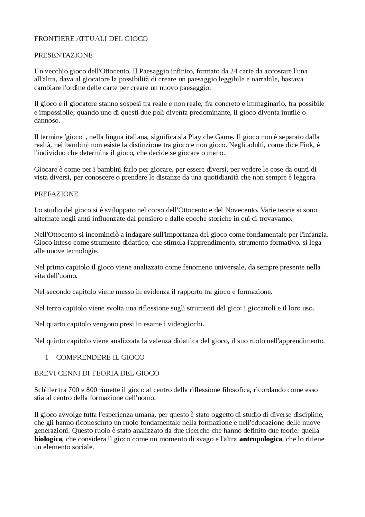 Frontiere Attuali Del Gioco Docsity