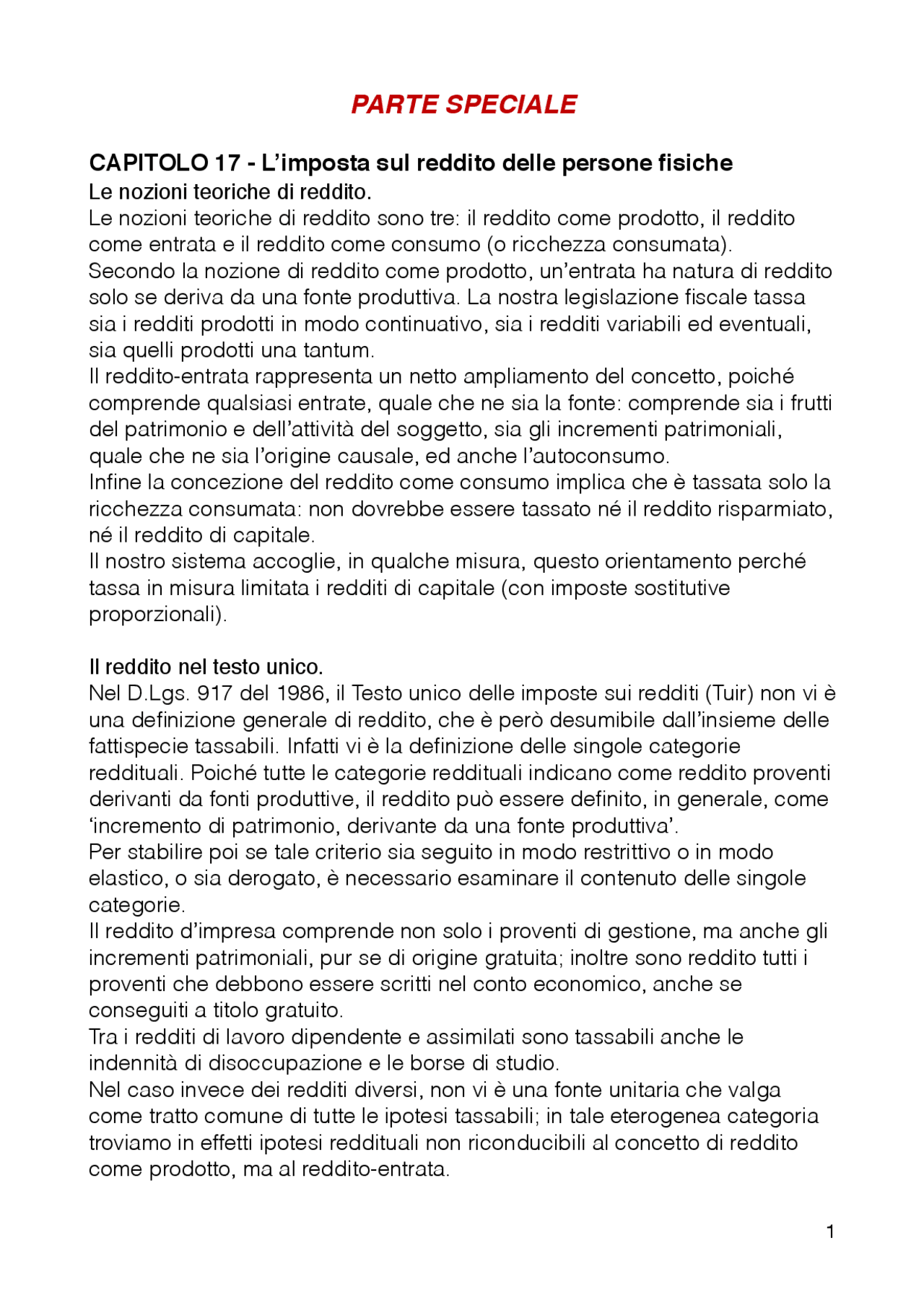 Riassunto Diritto Tributario Parte Speciale Tesauro Docsity