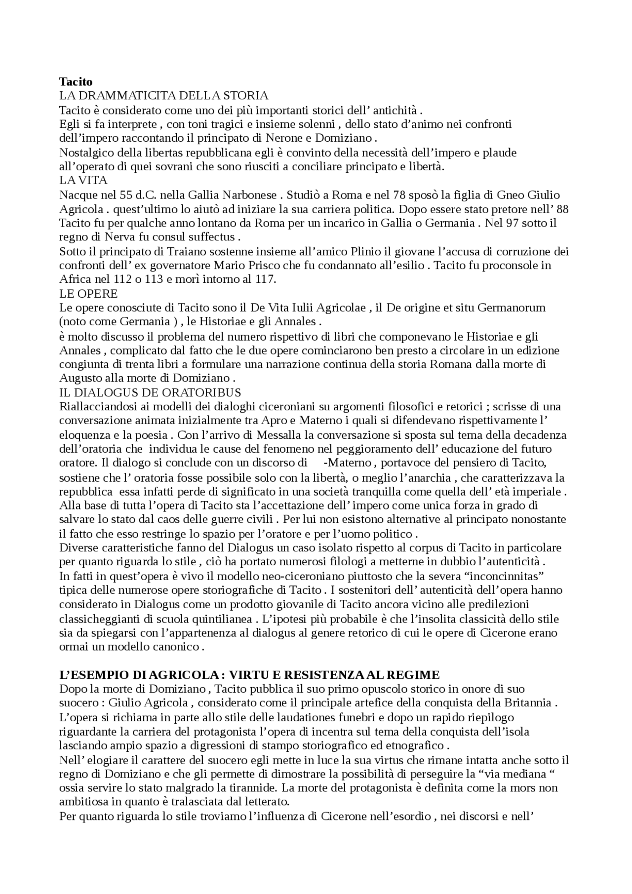 Publio Cornelio Tacito Riassunto Docsity