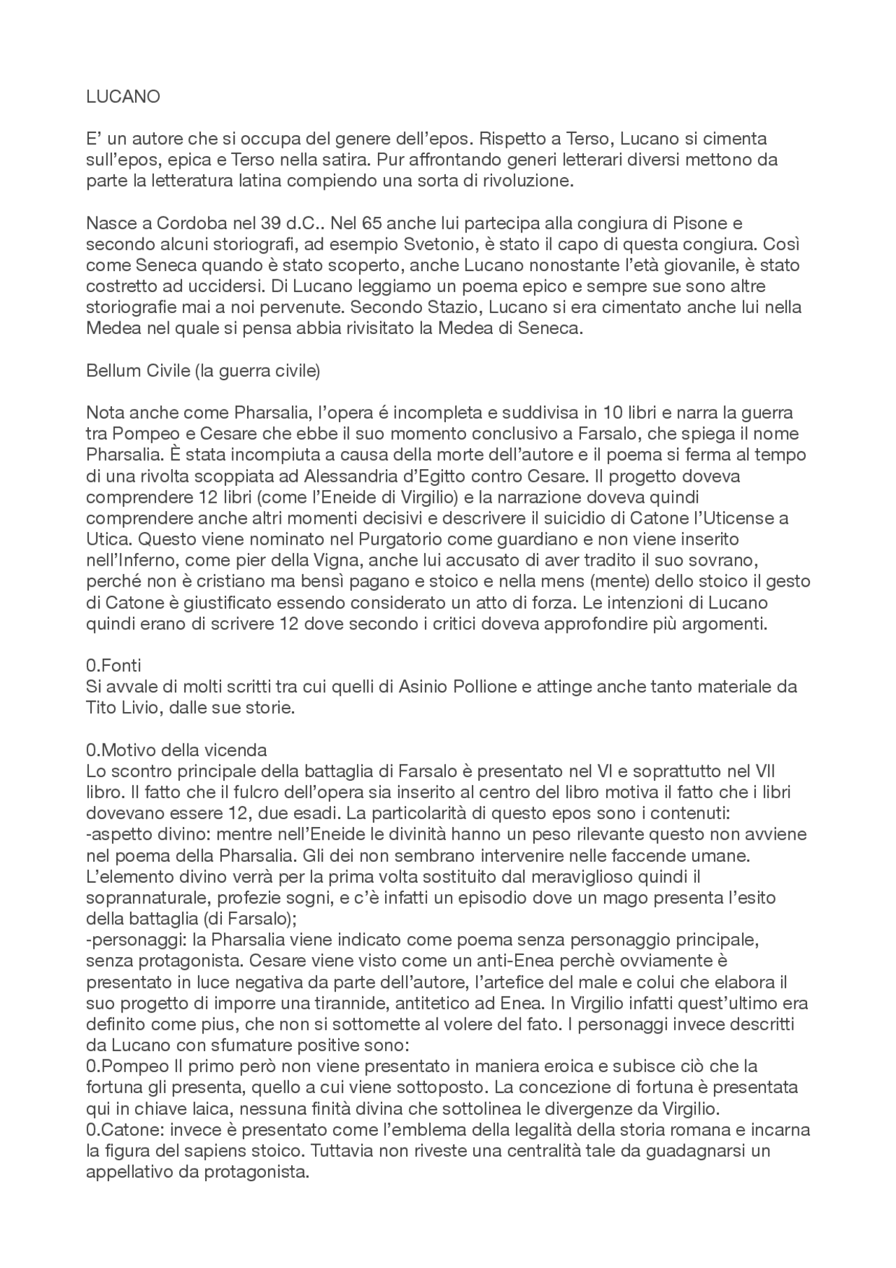 Lucano Vita E Opere Docsity