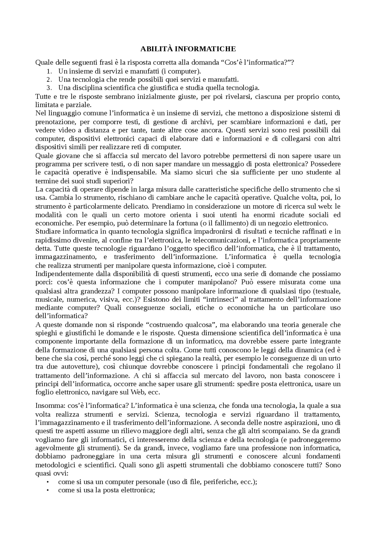 Corso Di Abilità Informatiche Da 3cfu Unibo Docsity