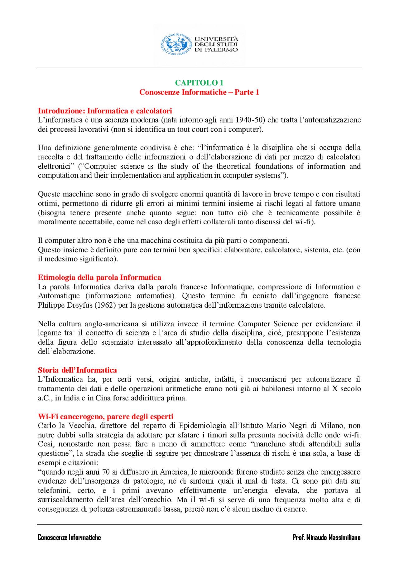 Conoscenze Informatiche Docsity