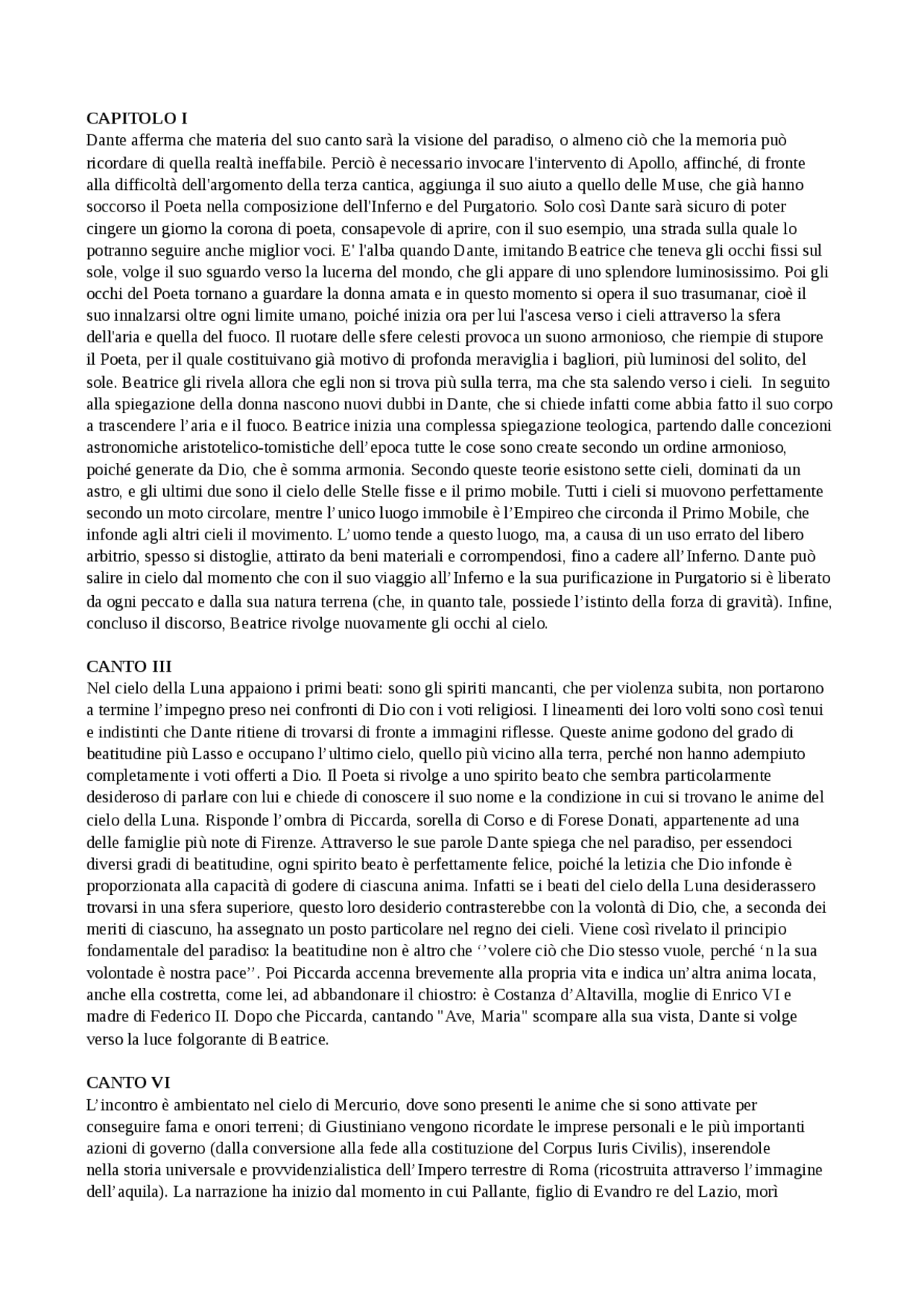 Riassunti Divina Commedia Canti Scelti Docsity