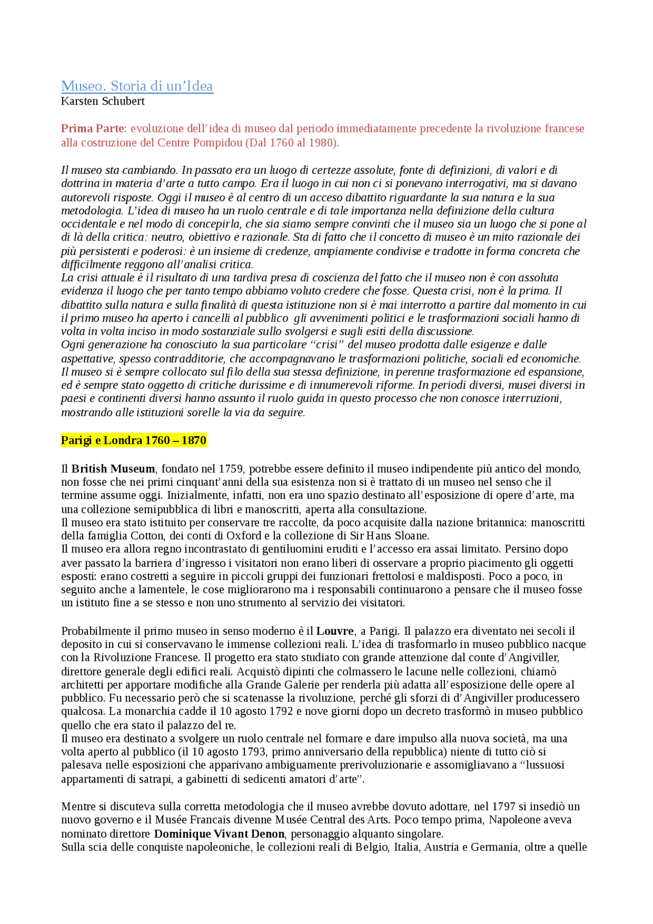 Museo Storia Di Unidea Docsity