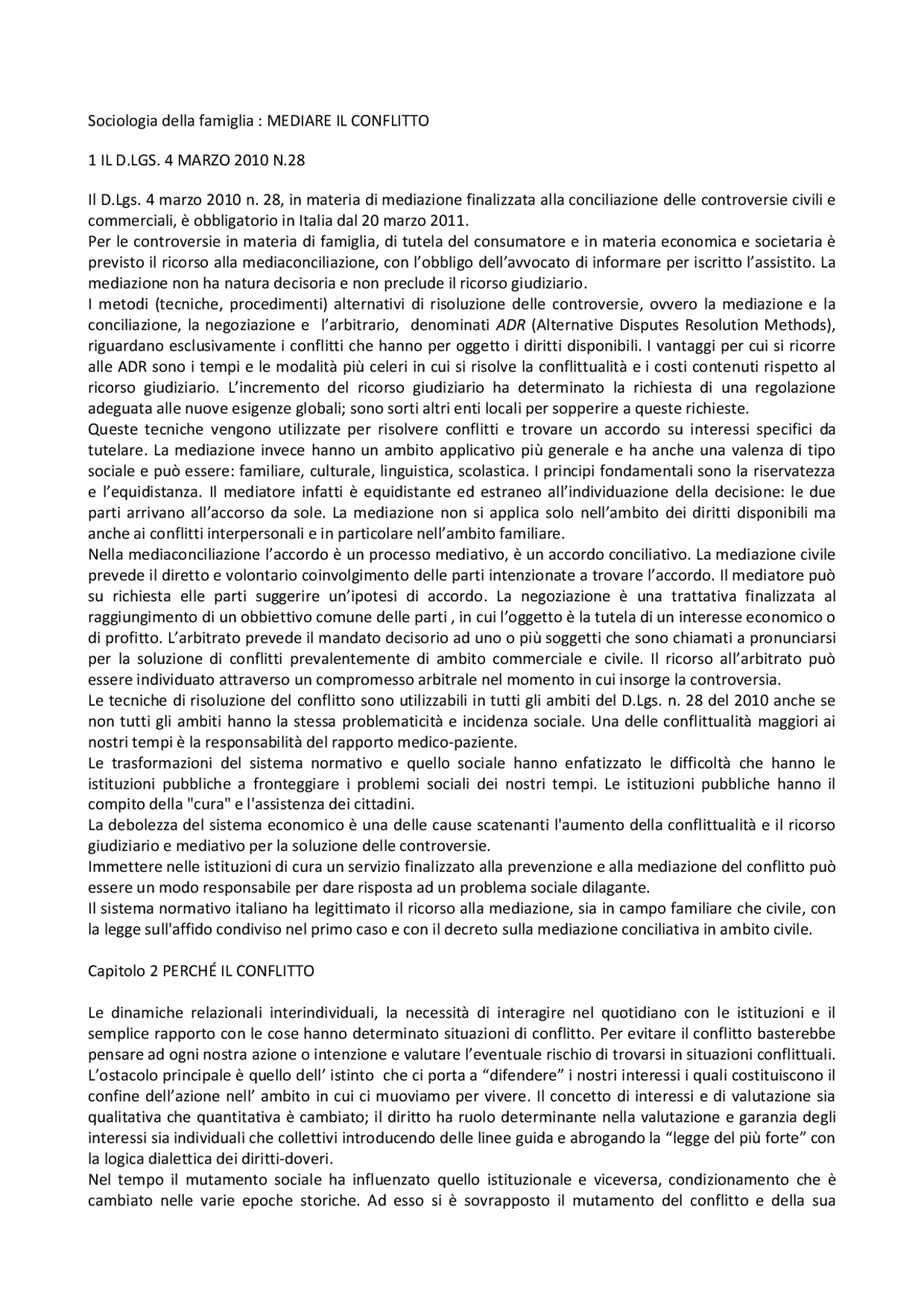 Mediare Il Conflitto Docsity