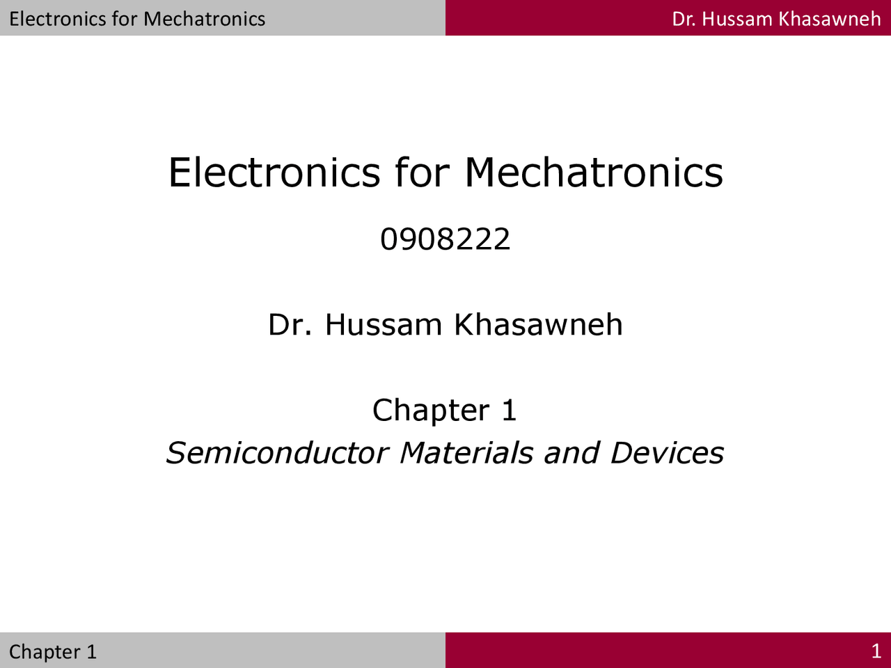 Electronics chapter 1 for mechatronics uni of jor - Docsity