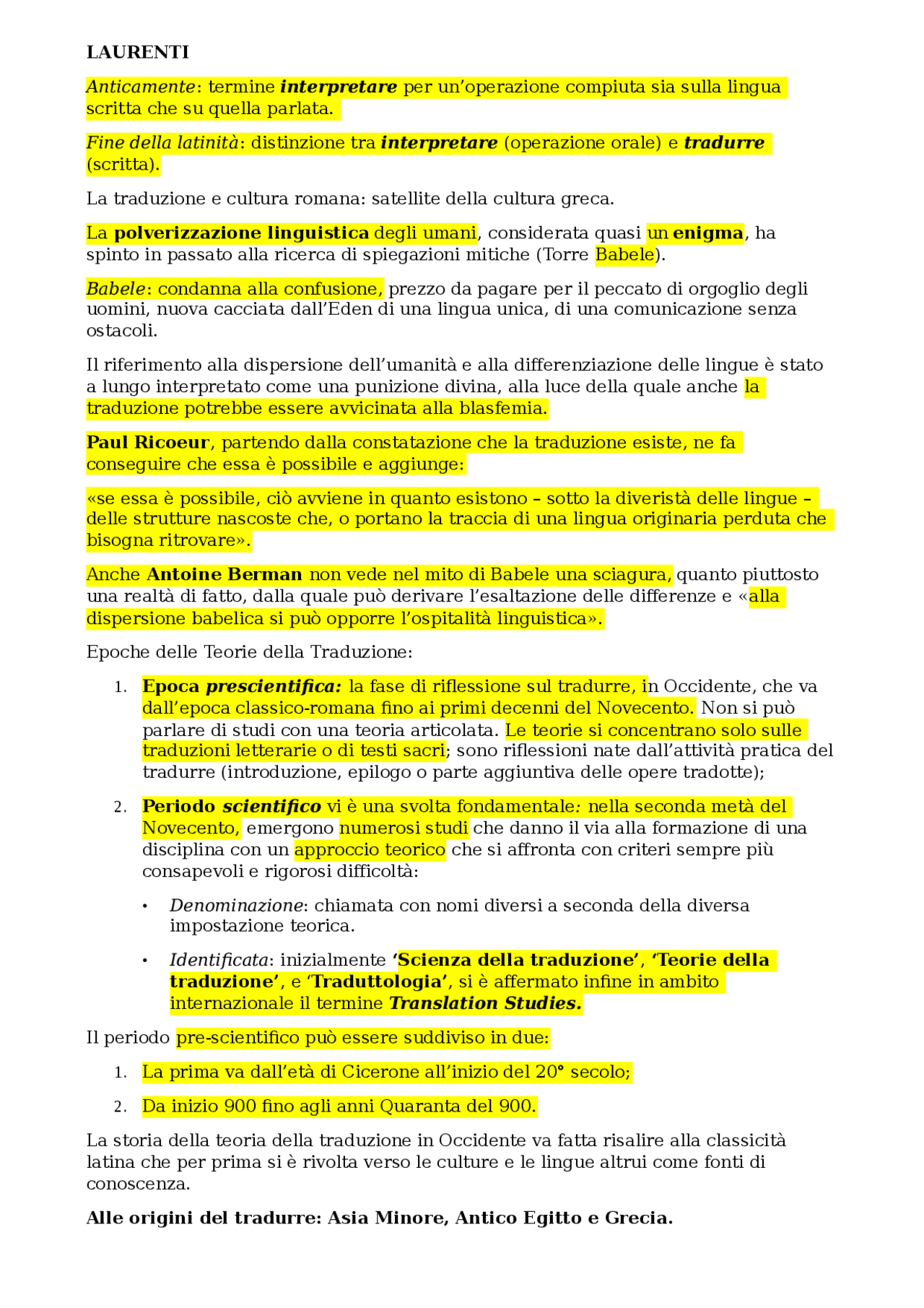 Appunti Teoria E Prassi Della Traduzione Iulm Prof Laurenti Docsity