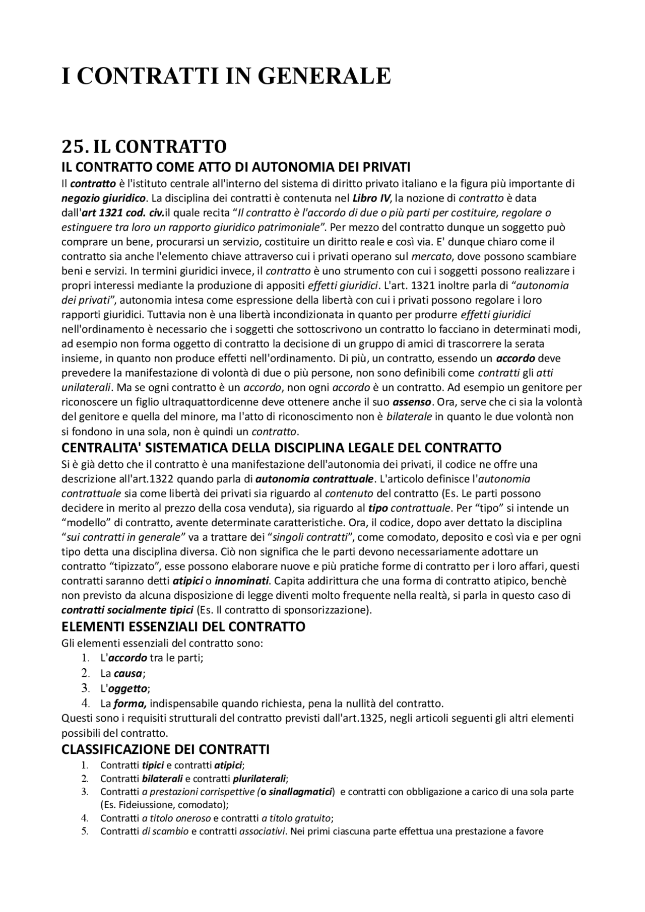 I Contratti Riassunto Di Diritto Privato Docsity