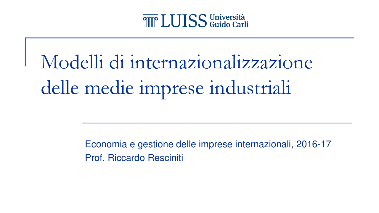 Gestione Delle Imprese Internazionali Docsity