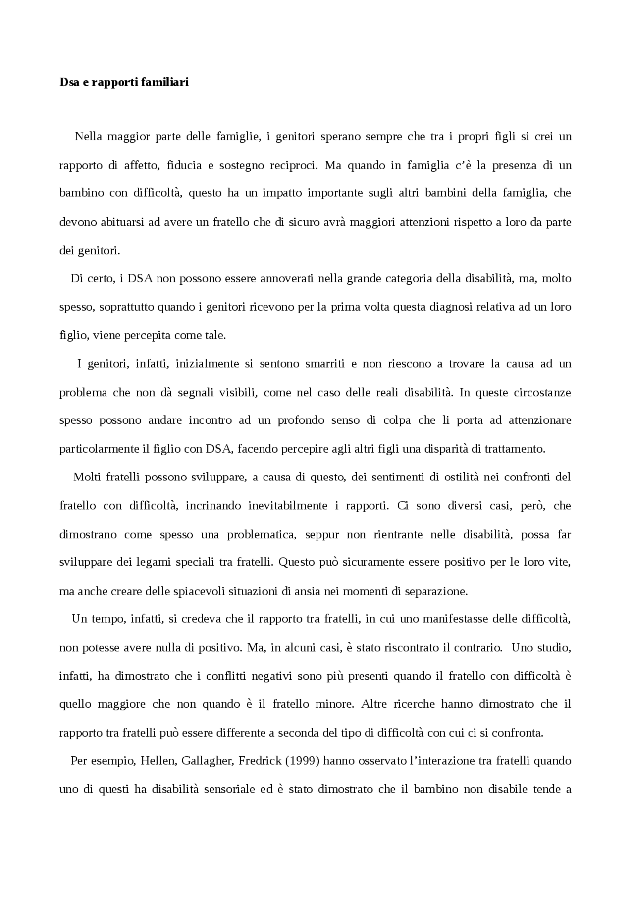 Dsa E Rapporti Familiari Docsity