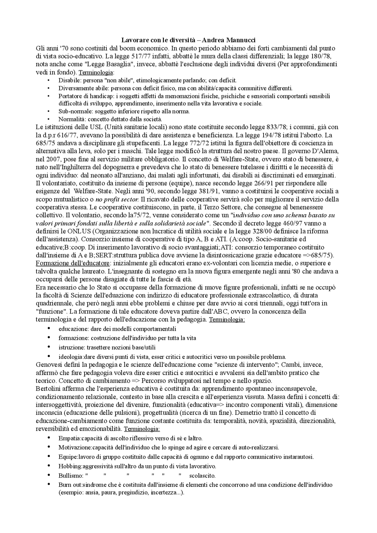 Lavorare Con Le Diversità Docsity
