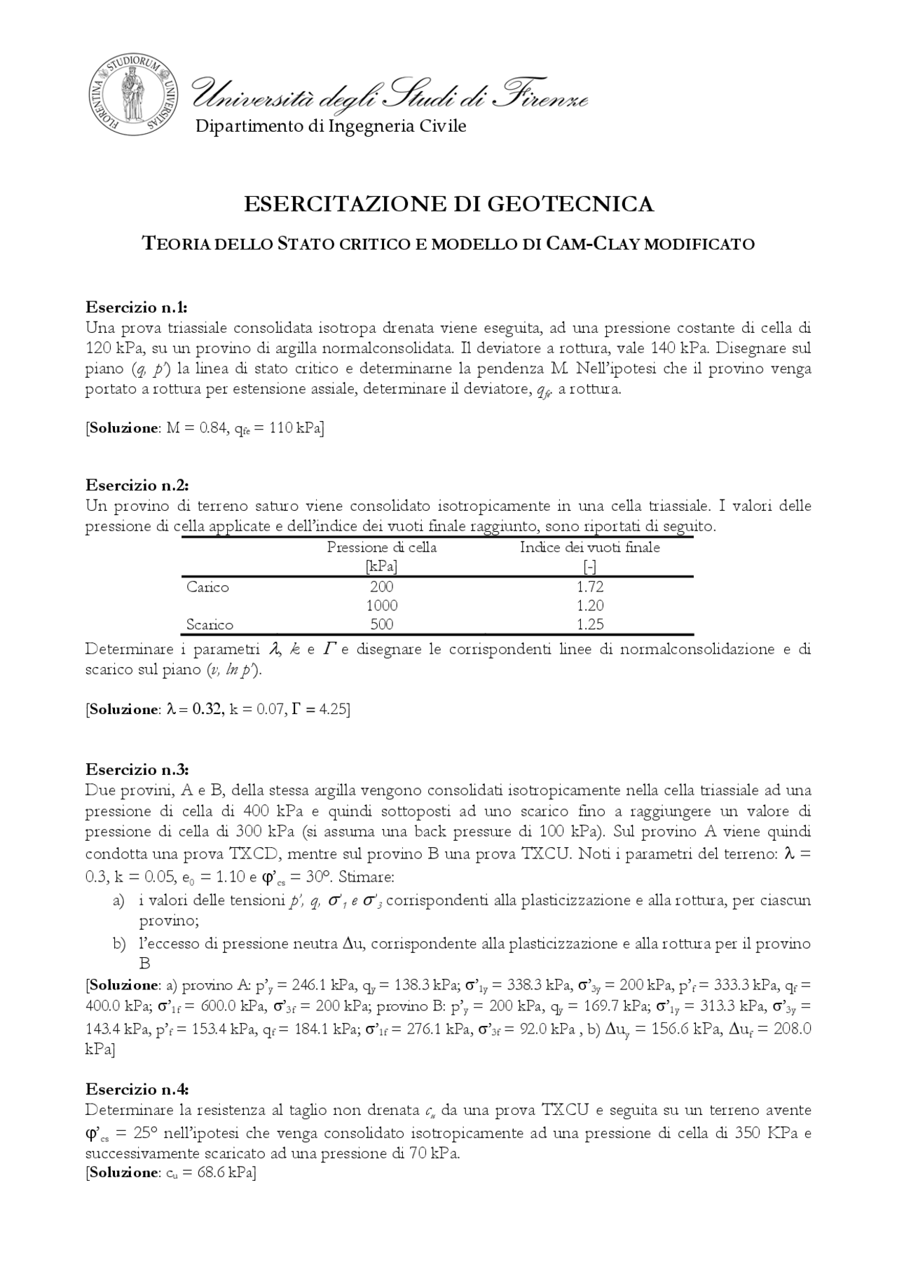 Esercizio Di Geotecnica 5 Docsity
