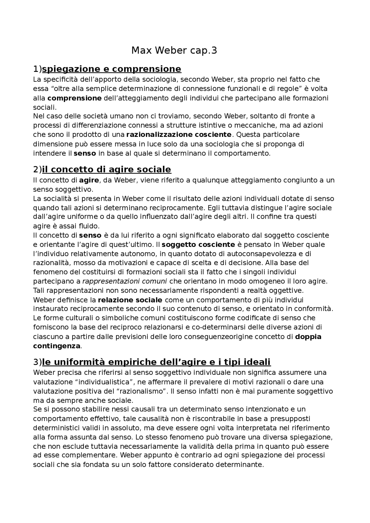 Max Webber Breve Schema Schemi E Mappe Concettuali Di Sociologia