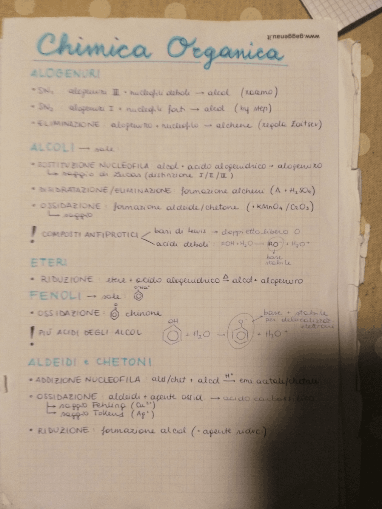 Reazioni Chimica Organica Per Trimestre Docsity