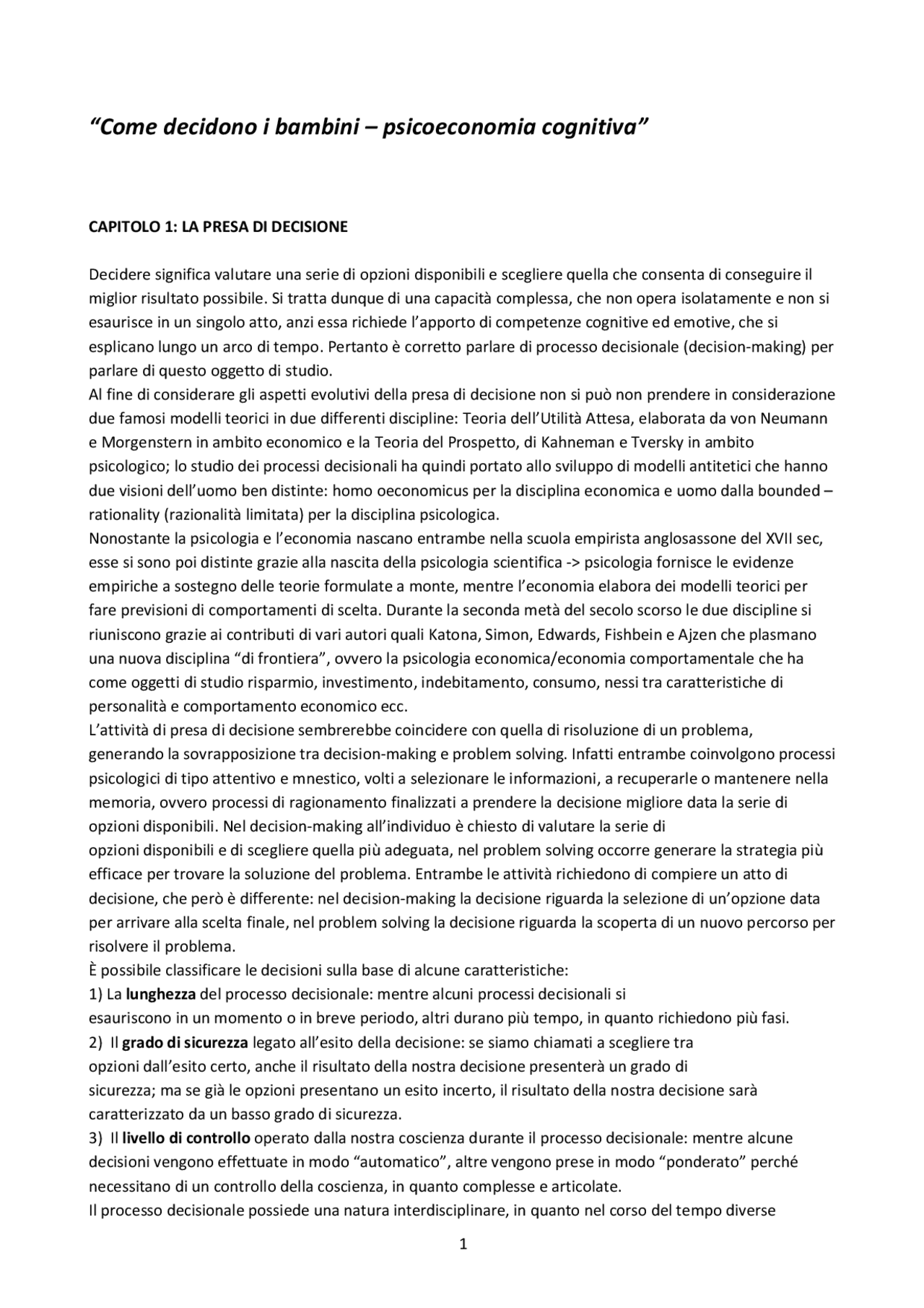 Come Decidono I Bambini Raffaelli Marchetti Cortina Editore Docsity