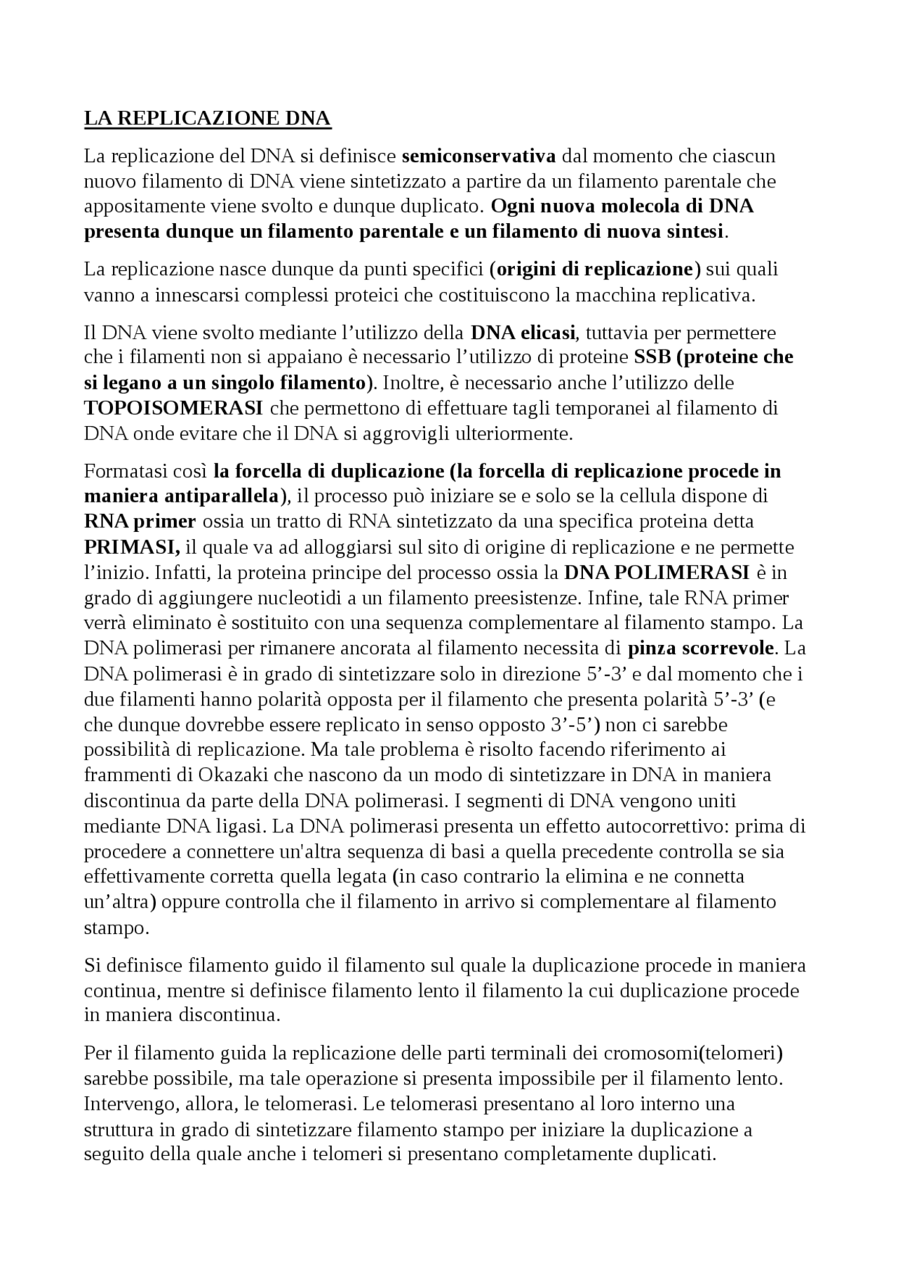 Replicazionetrascrizione E Traduzione Docsity
