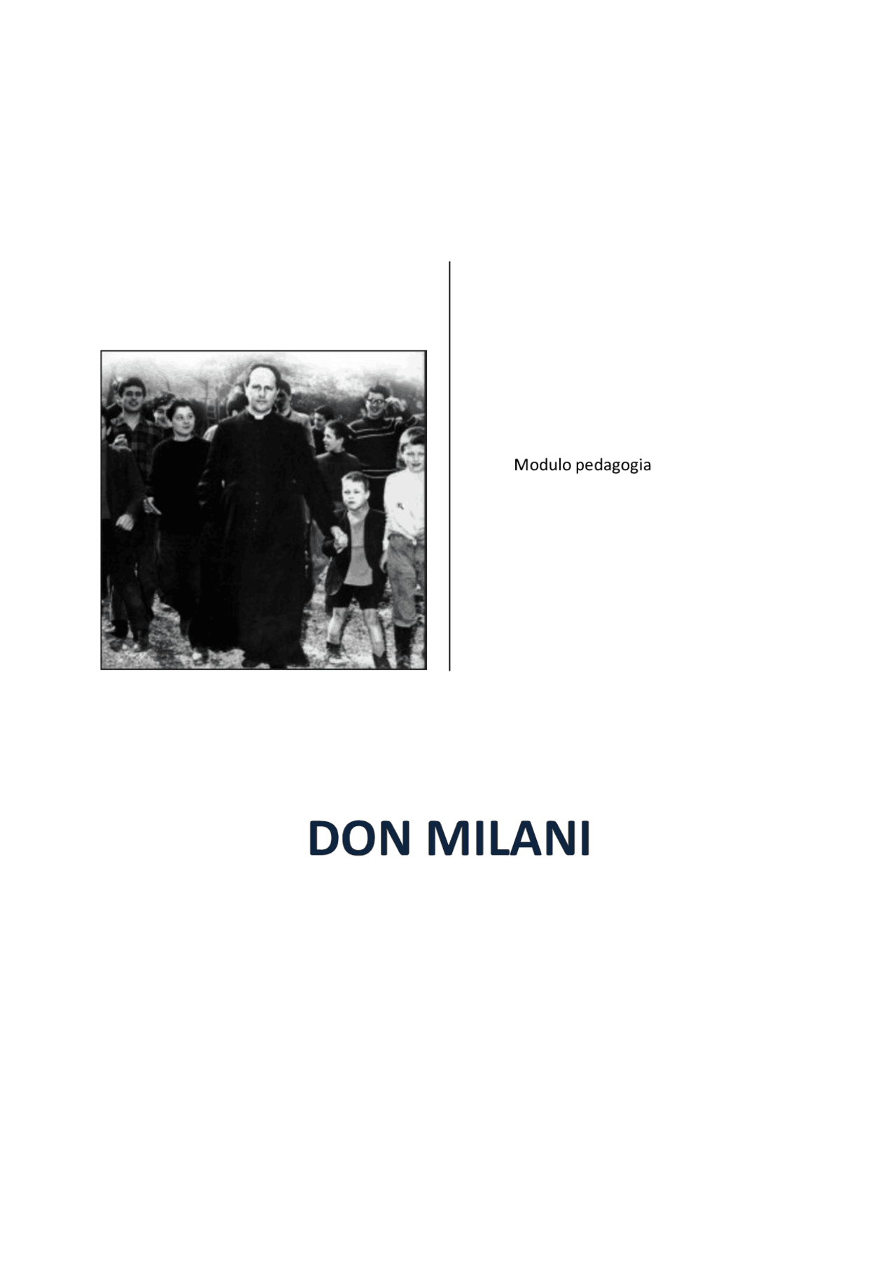 DON MILANI - vita e pensiero - Docsity