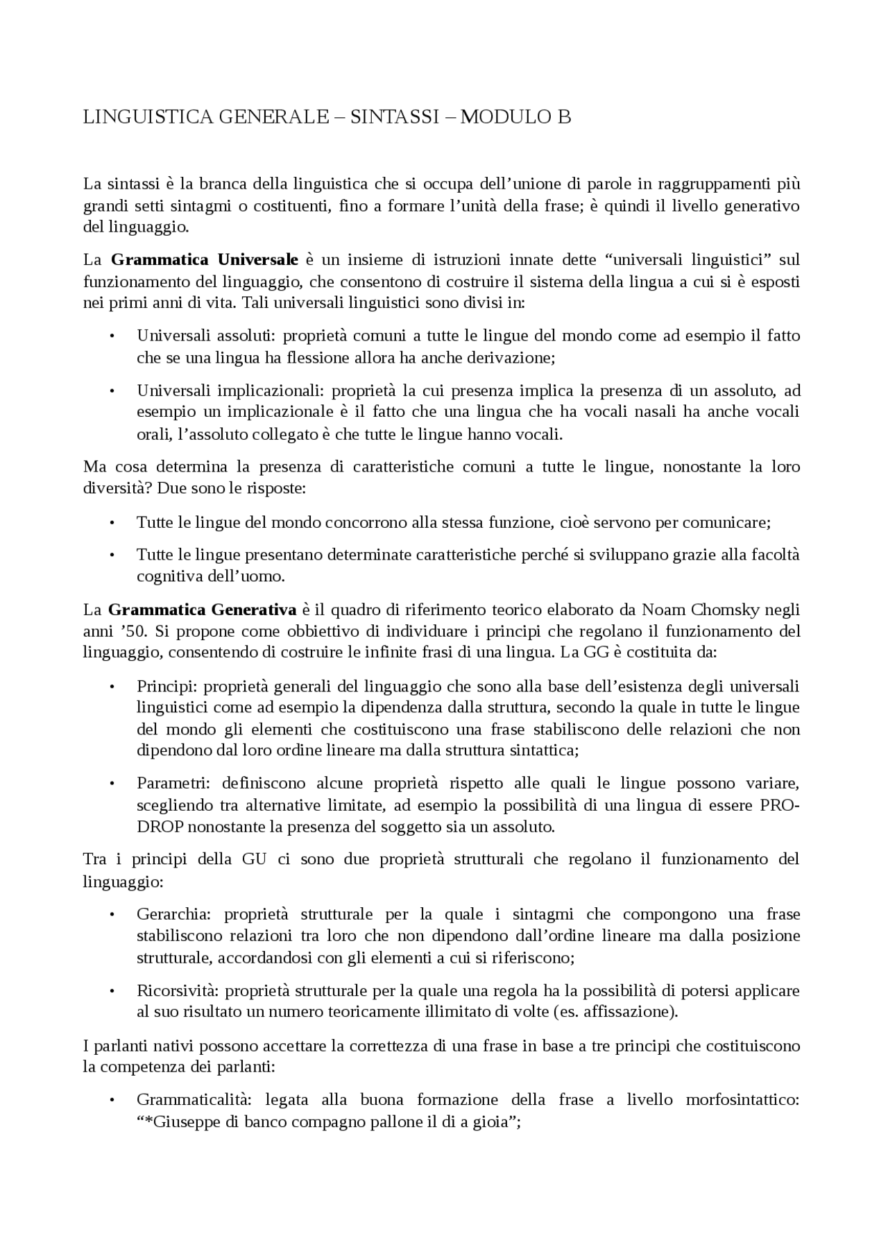 Elementi di Sintassi - Docsity