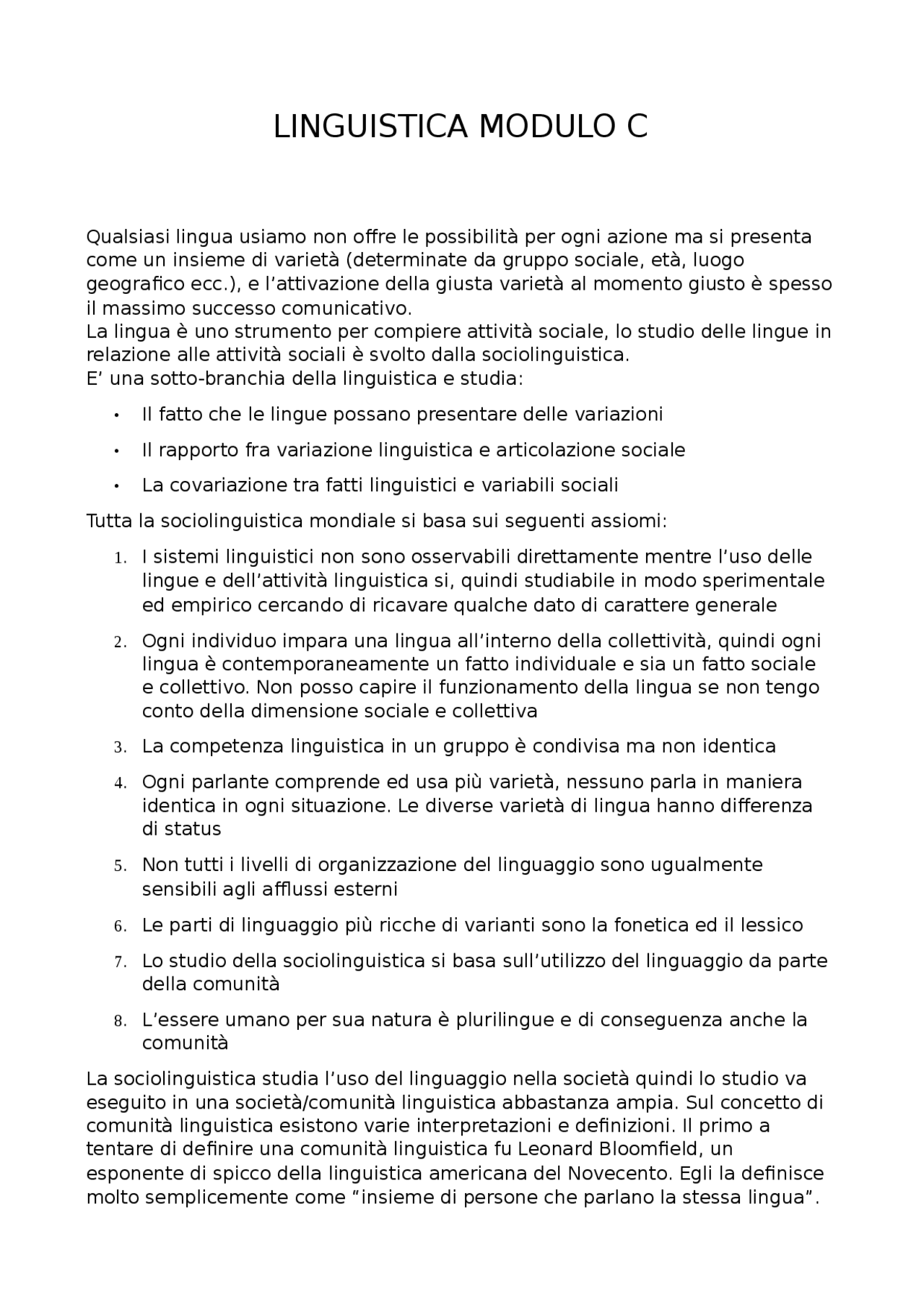 Appunti Del Terzo Modulo Di Linguistica Generale Docsity