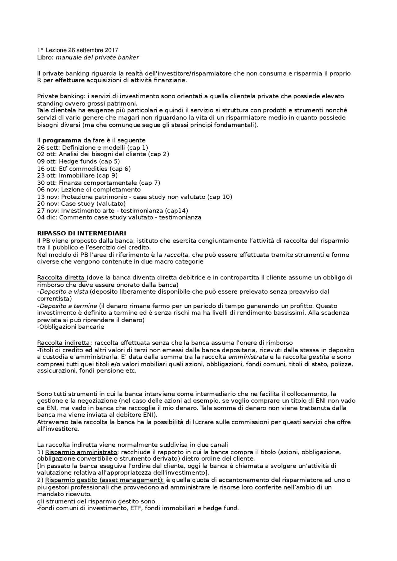 Private Banking Riassunto Libro E Lezioni Prof Pia Torino Docsity