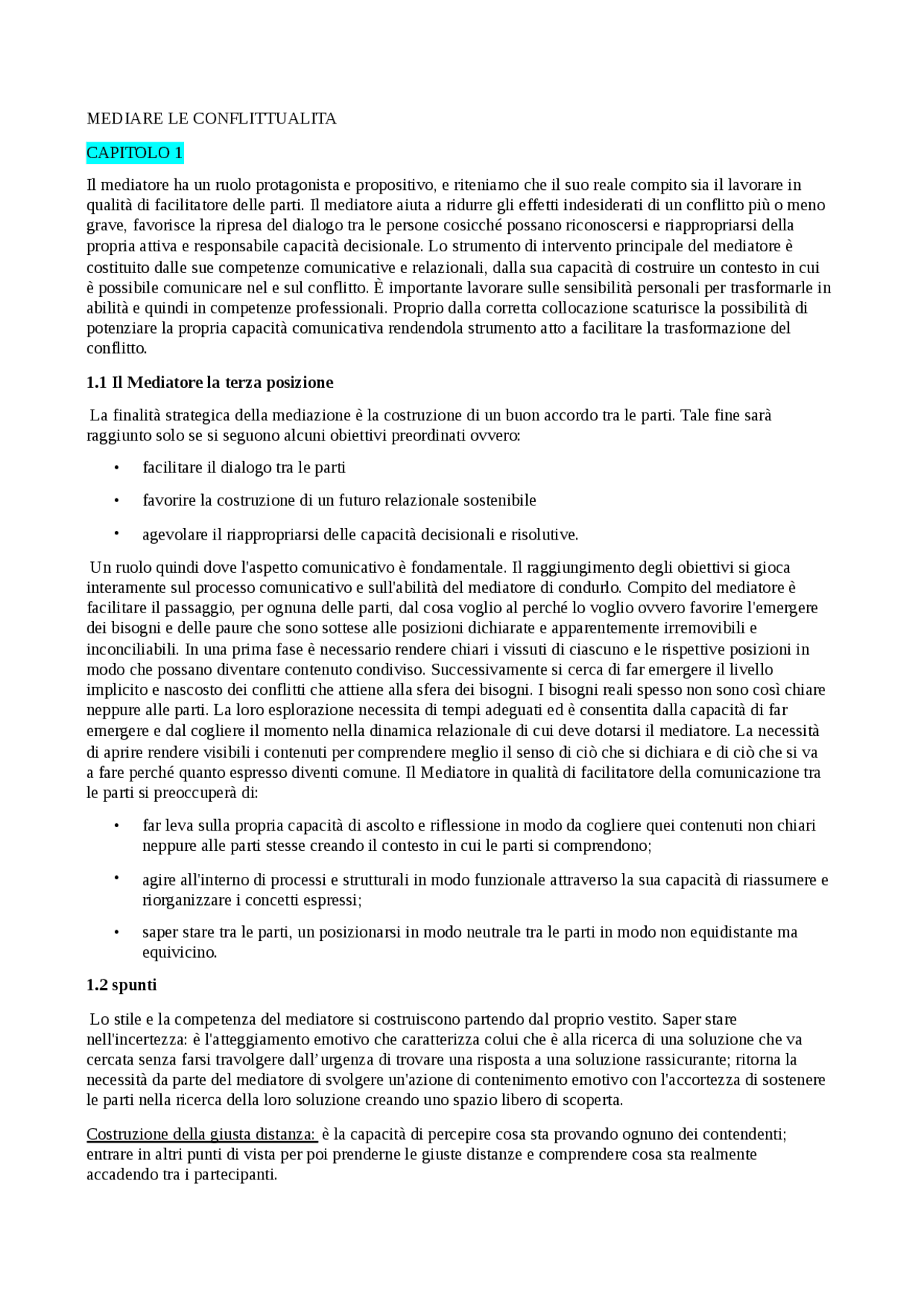 Mediare Le Conflittualità Docsity