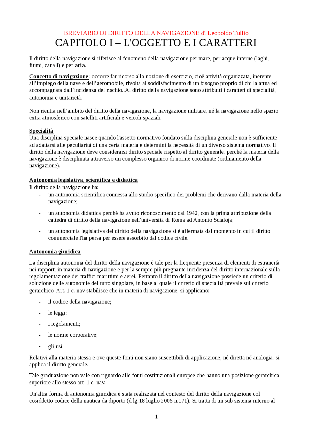 Breviario Di Diritto Della Navigazione Docsity
