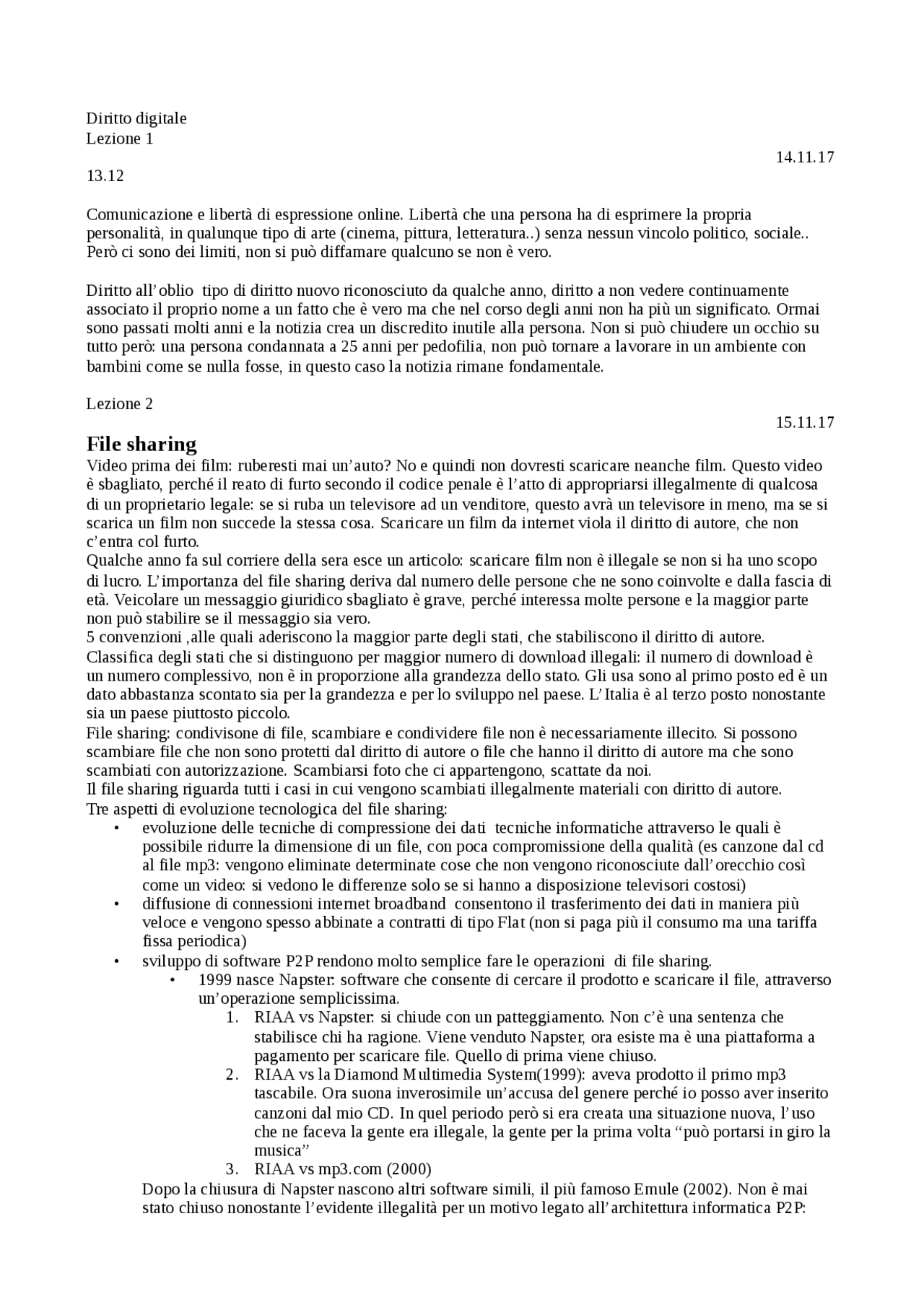 Appunti Diritto Digitale Docsity
