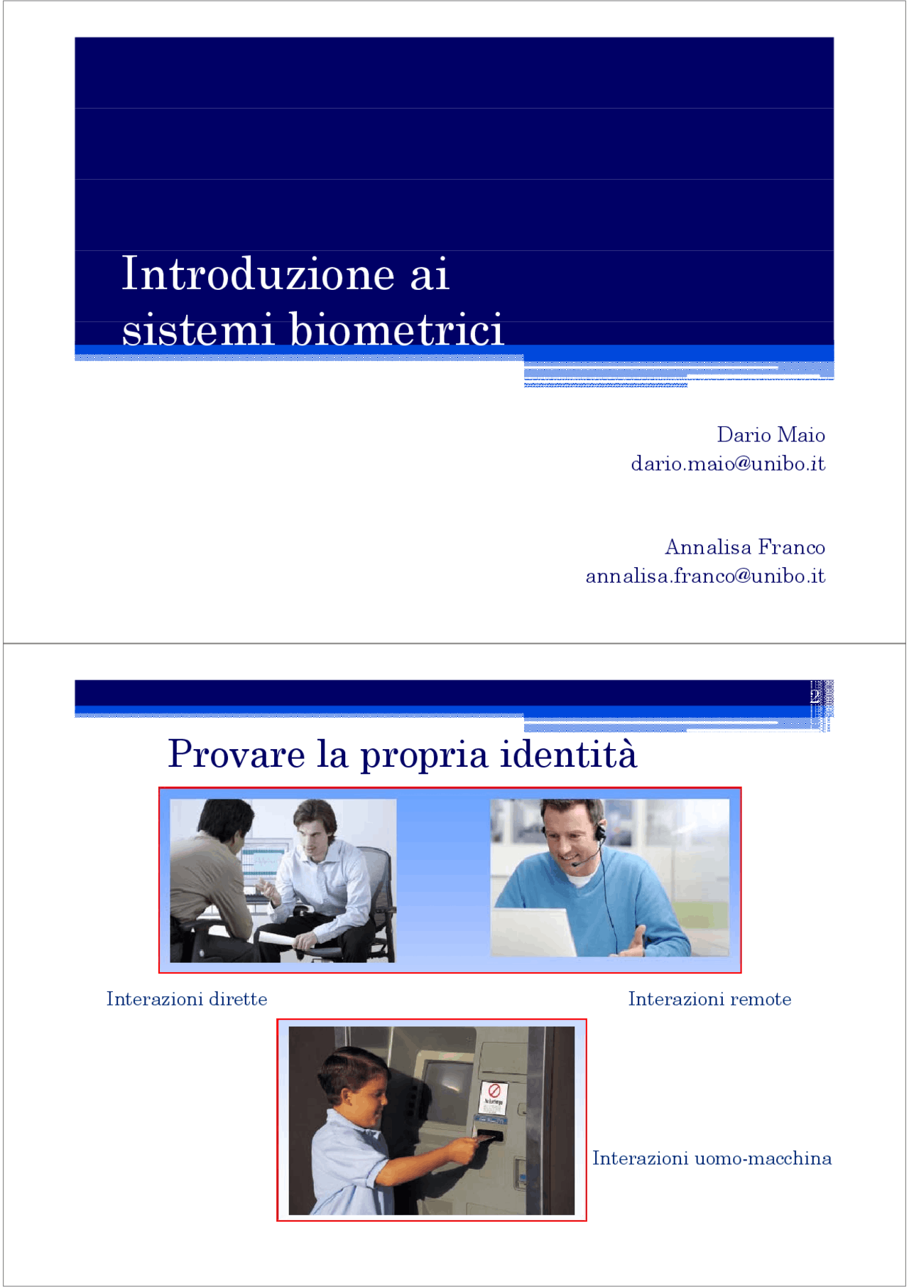 Introduzione ai sistemi biometrici - Docsity