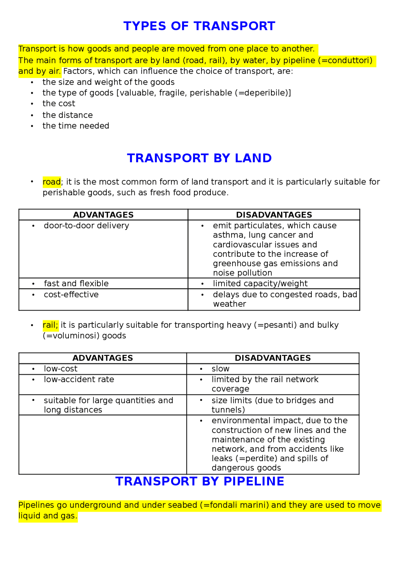 Transport And Insurance Docsity
