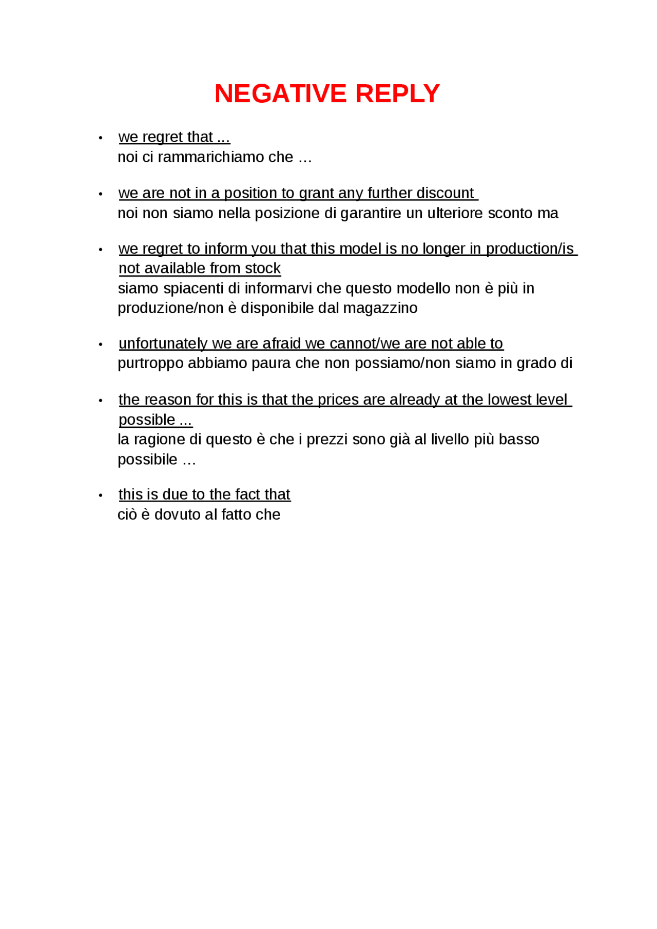 Negative Reply.docx INGLESE - Docsity