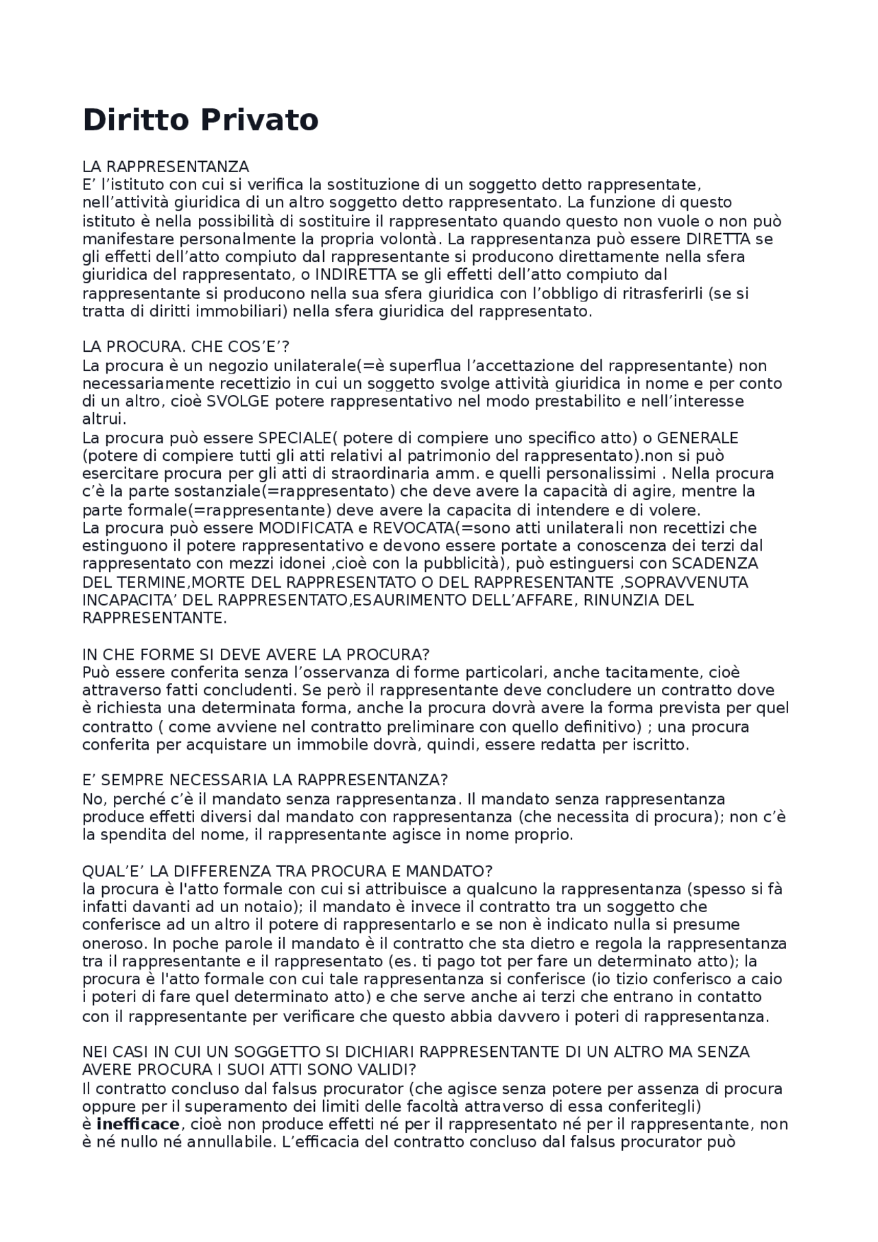 Domande Diritto Privato Docsity