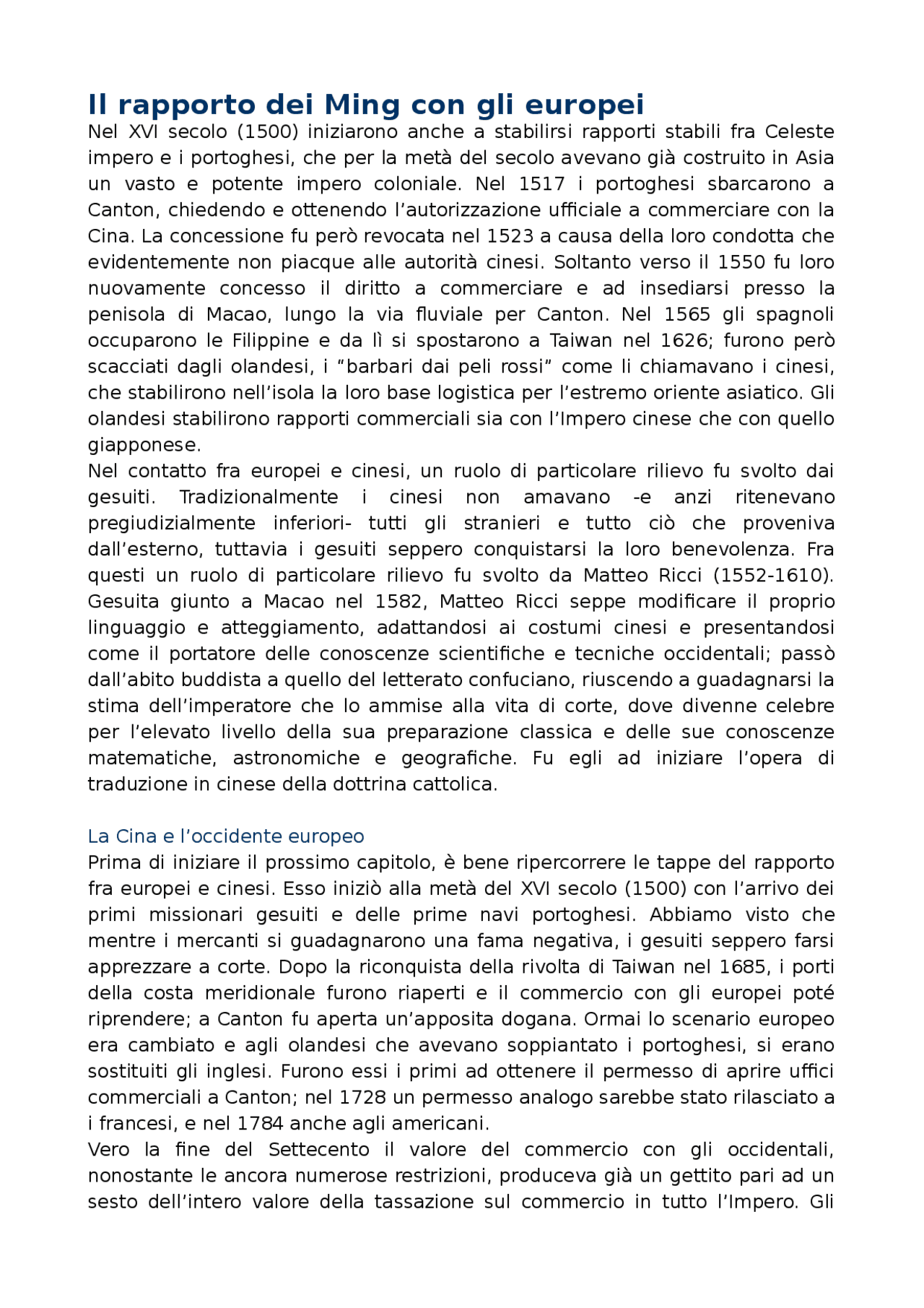 La Cina Dei Ming Qing Docsity