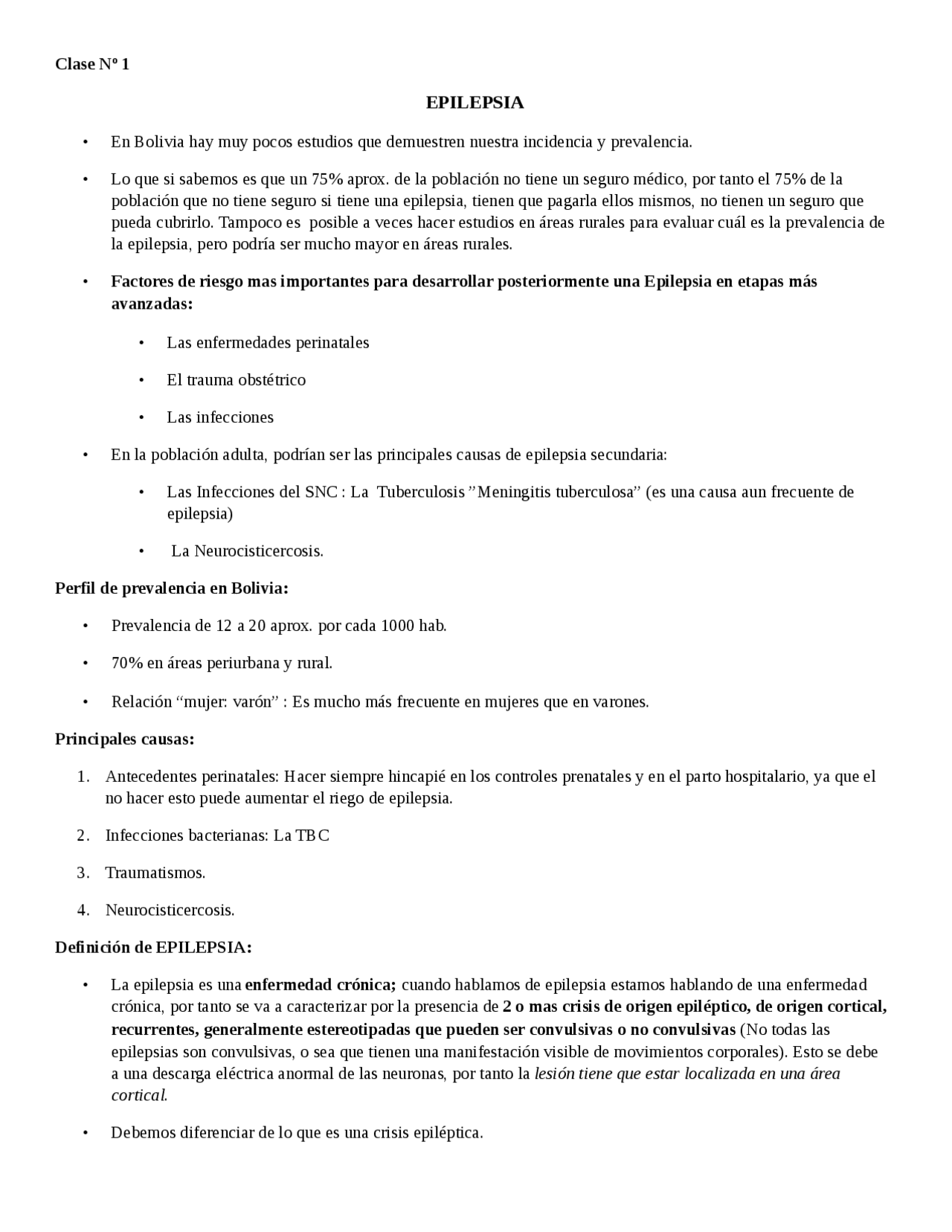 Apuntes Sobre La Epilepsia Y Status Epileotico Tratamiento Docsity