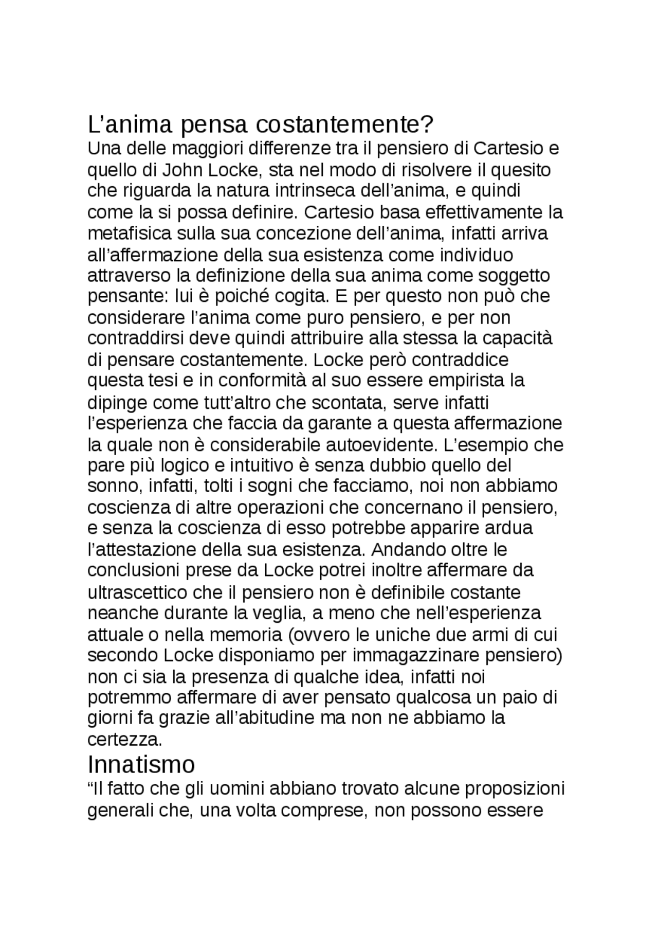 Differenze Principali Tra I Pensieri Di Locke E Cartesio Appunti Di