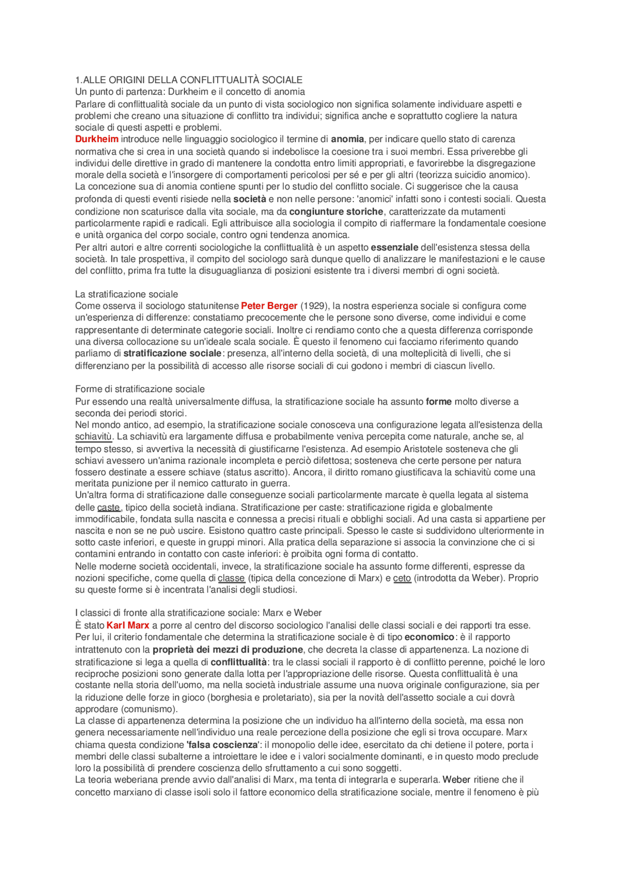 Conflittualità Sociale Riassunto Di Scienze Umane Docsity
