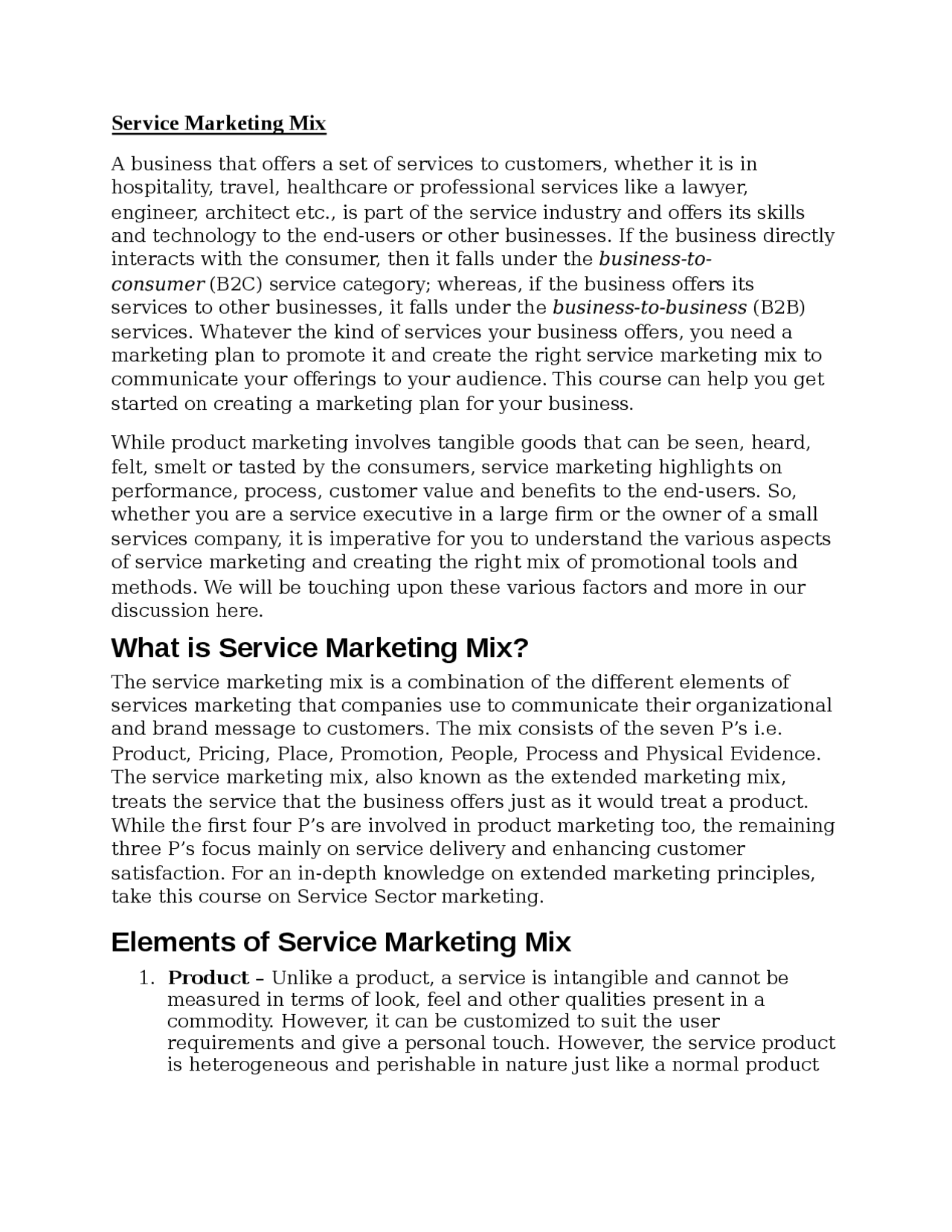 Marketing Mix Introduction Docsity